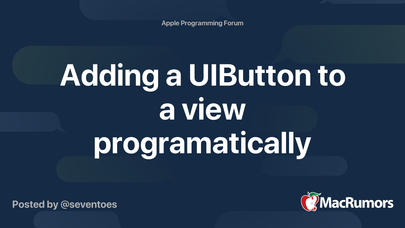 Adding A Uibutton To A View Programatically Macrumors Forums