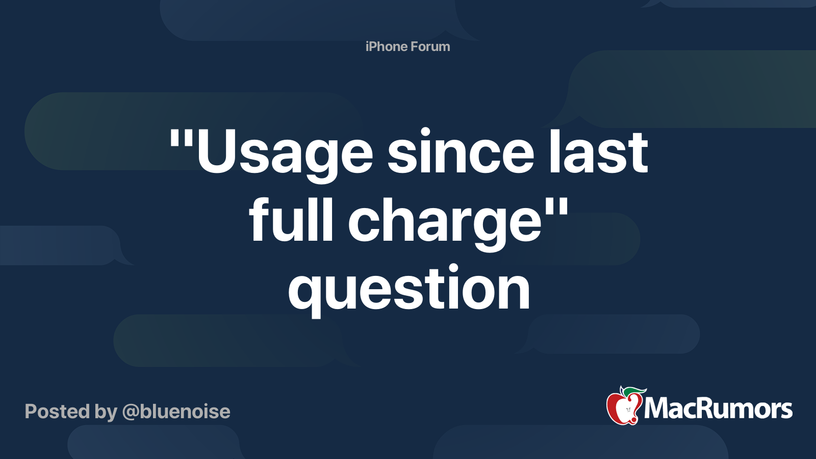 "Usage since last full charge" question | MacRumors Forums
