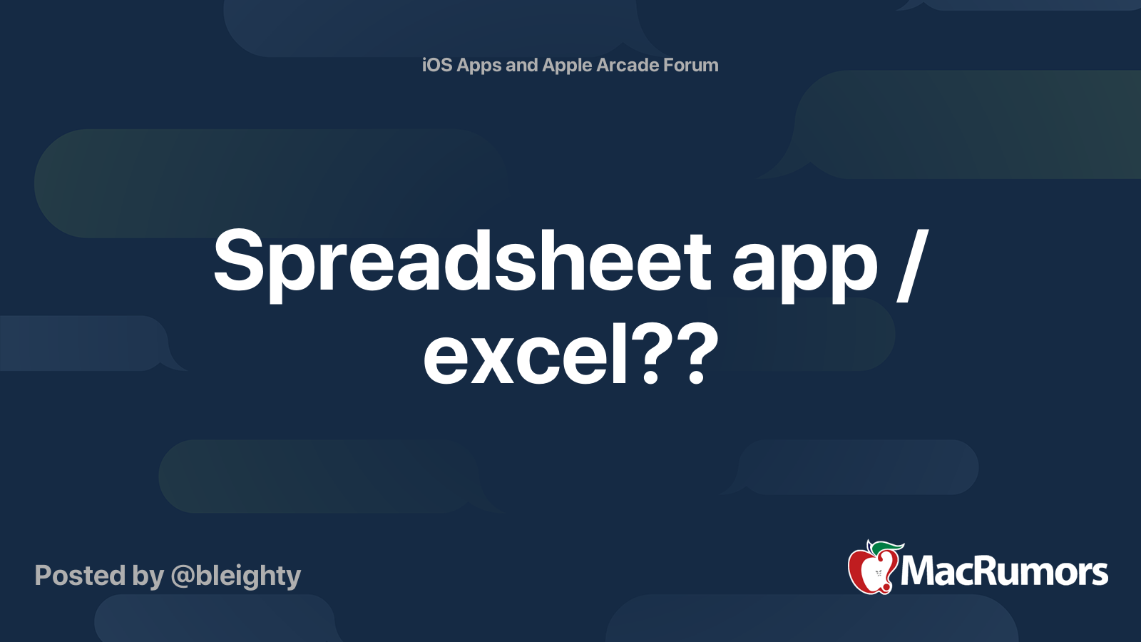 Spreadsheet app / excel?? | MacRumors Forums
