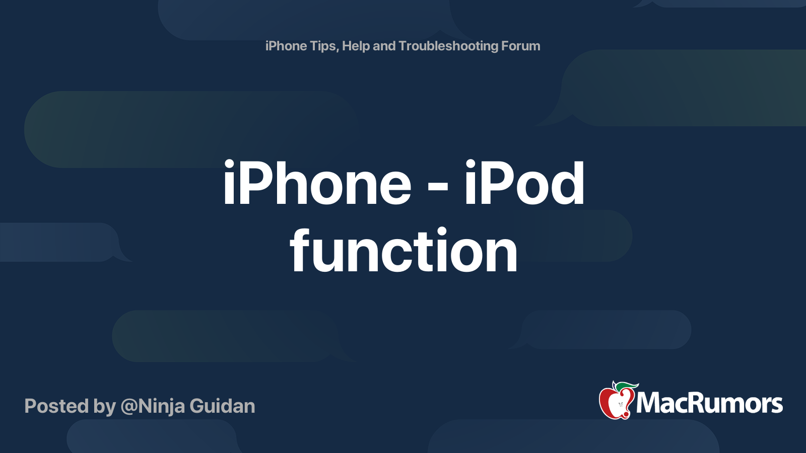 iPhone - iPod function | MacRumors Forums