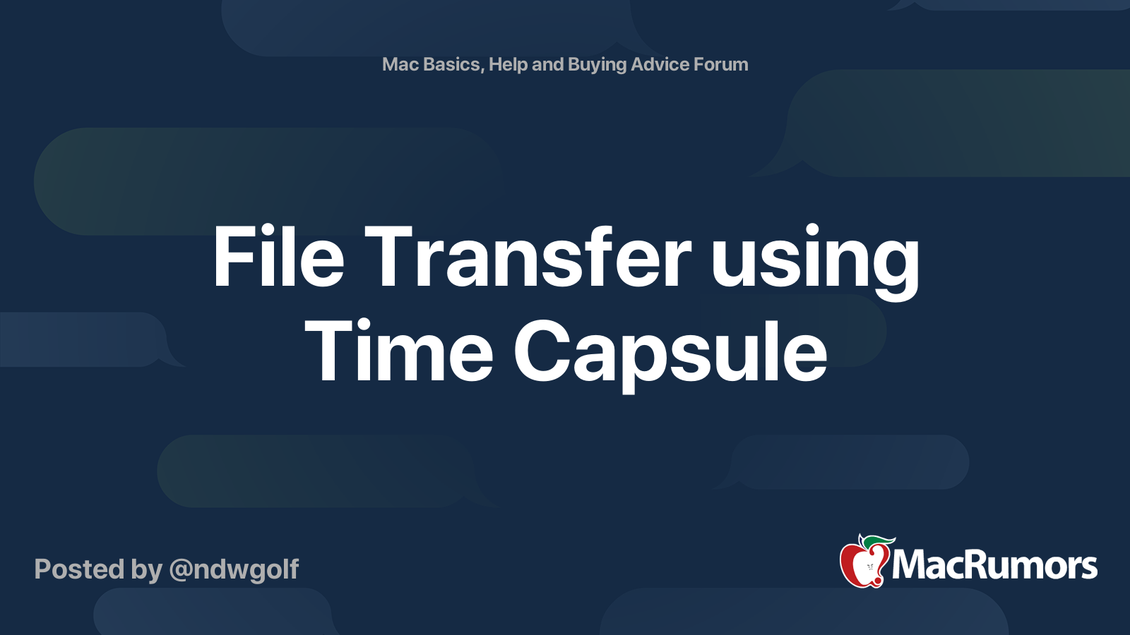 File Transfer using Time Capsule | MacRumors Forums