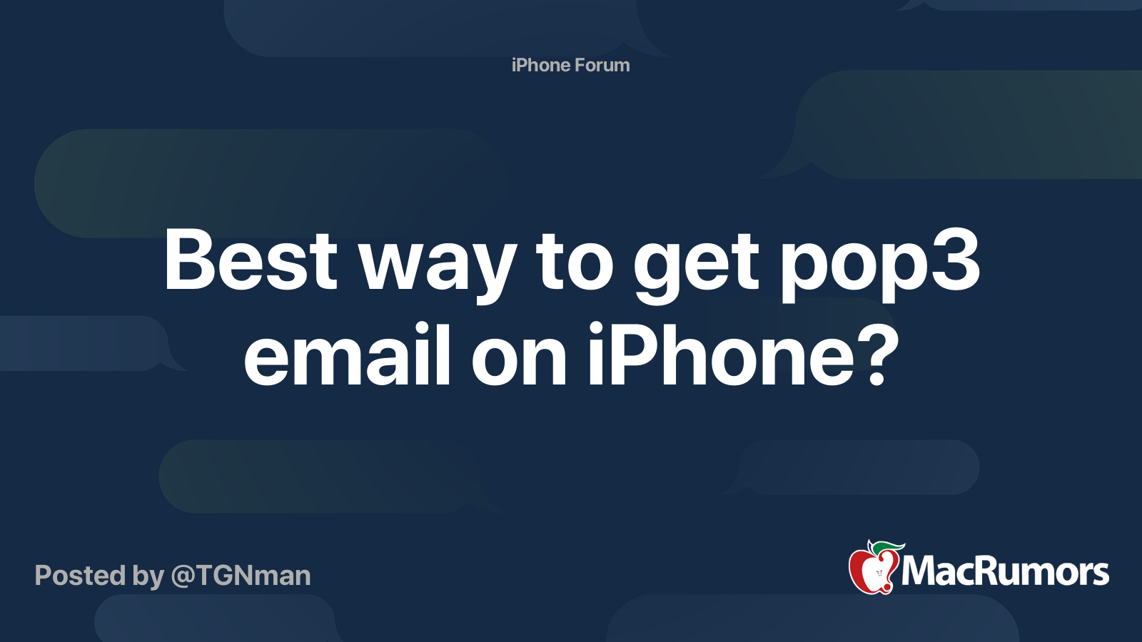 Best way to get pop3 email on iPhone? | MacRumors Forums