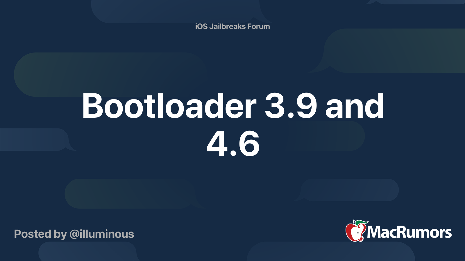 Bootloader 3.9 and 4.6 | MacRumors Forums