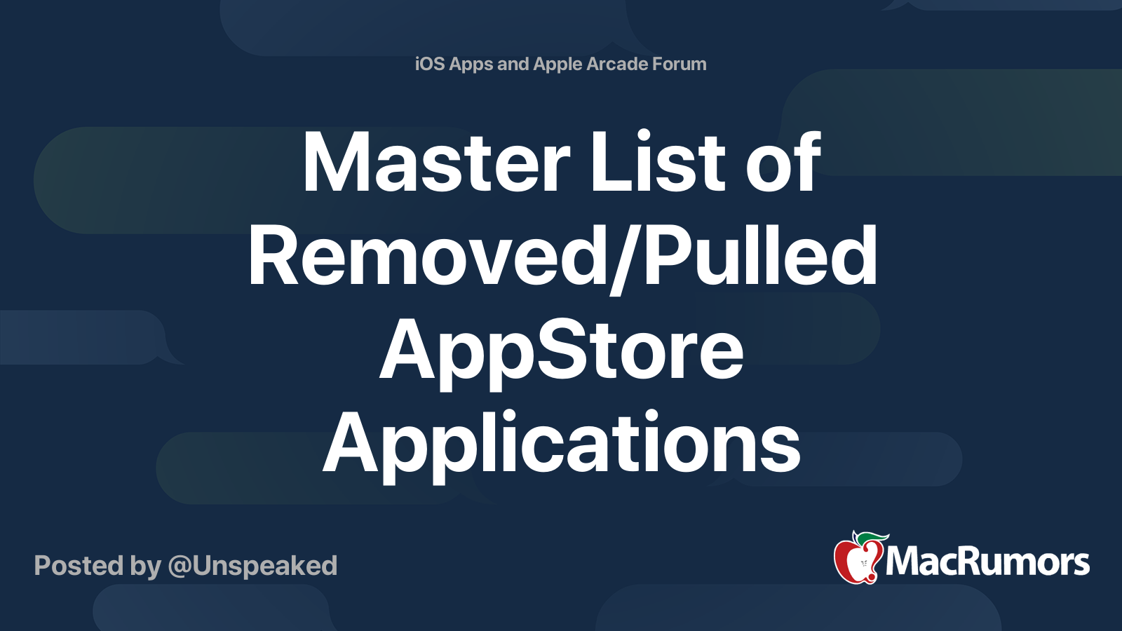 Master List of Removed/Pulled AppStore Applications | MacRumors Forums
