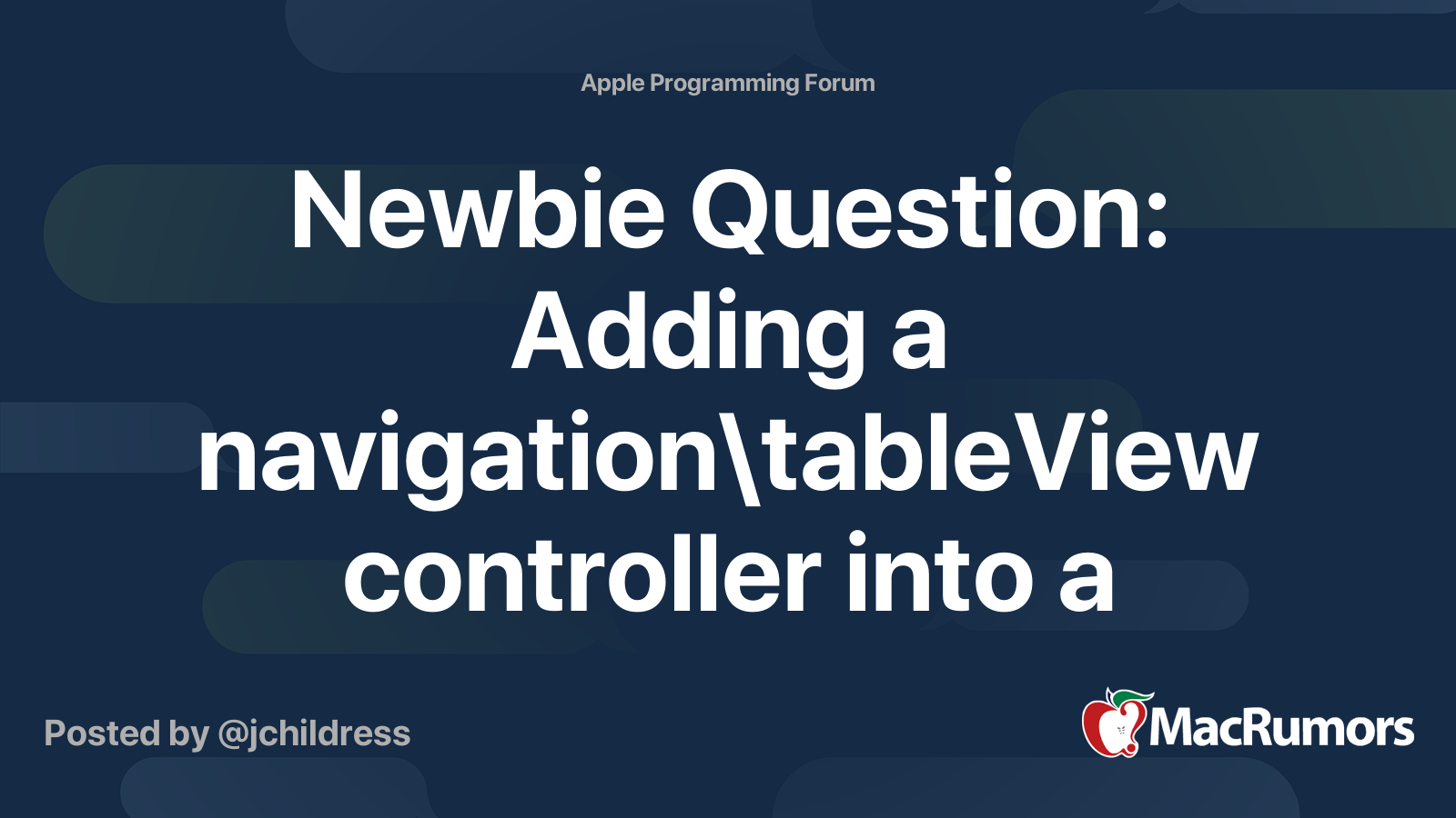 Newbie Question Adding A Navigationtableview Controller Into A Tabbar View Macrumors Forums 4481