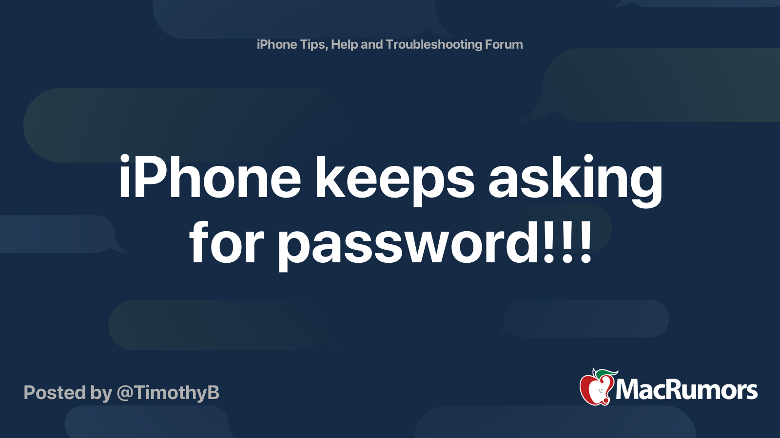 Iphone Keeps Asking For Password Macrumors Forums