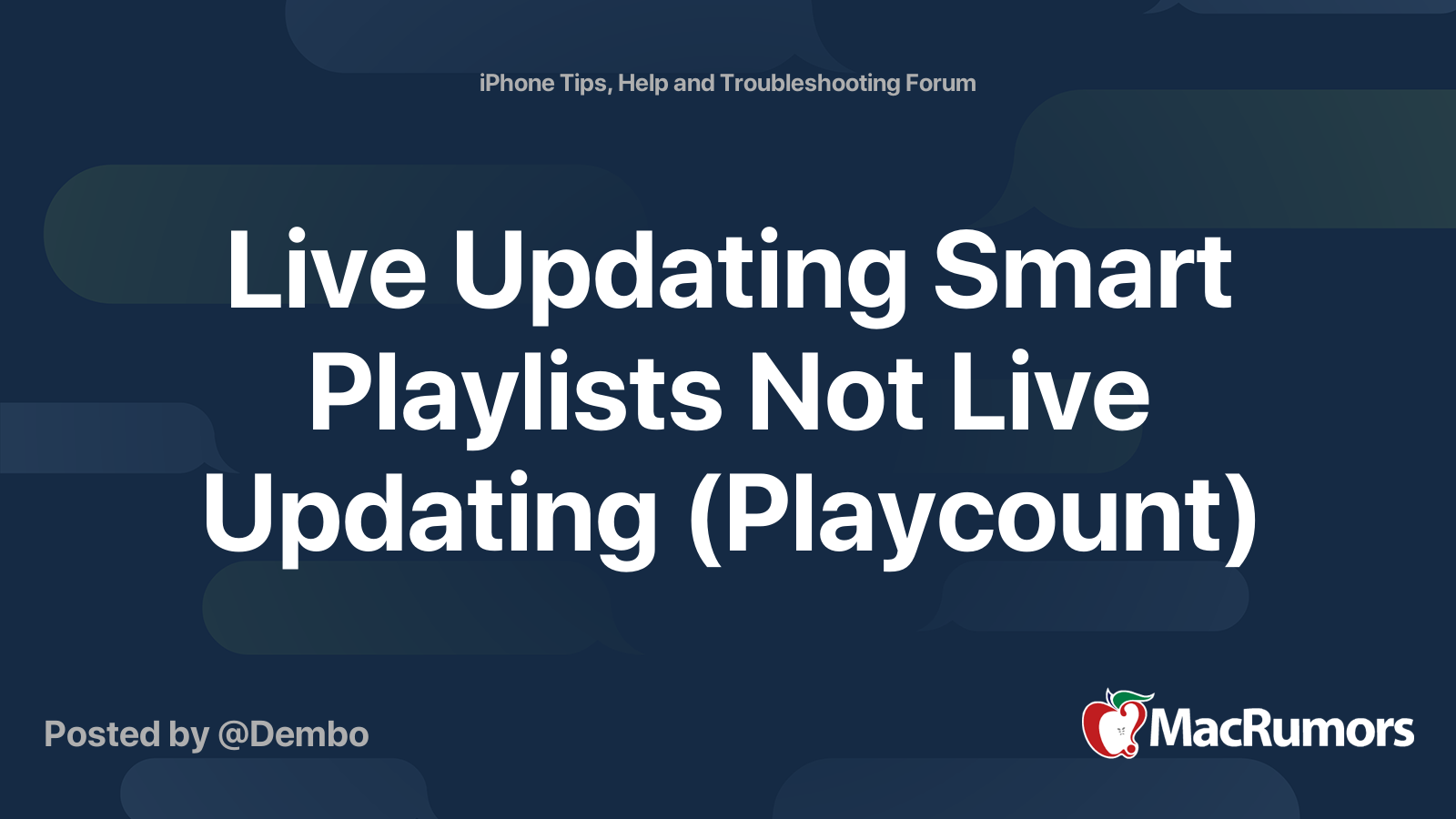 Live Updating Smart Playlists Not Live Updating (Playcount) | MacRumors ...