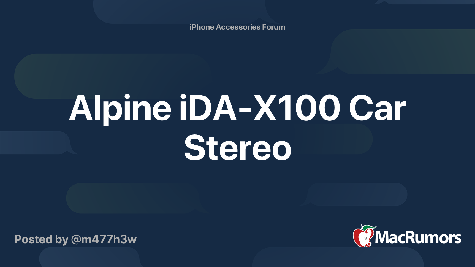 Alpine iDA-X100 Car Stereo | MacRumors Forums