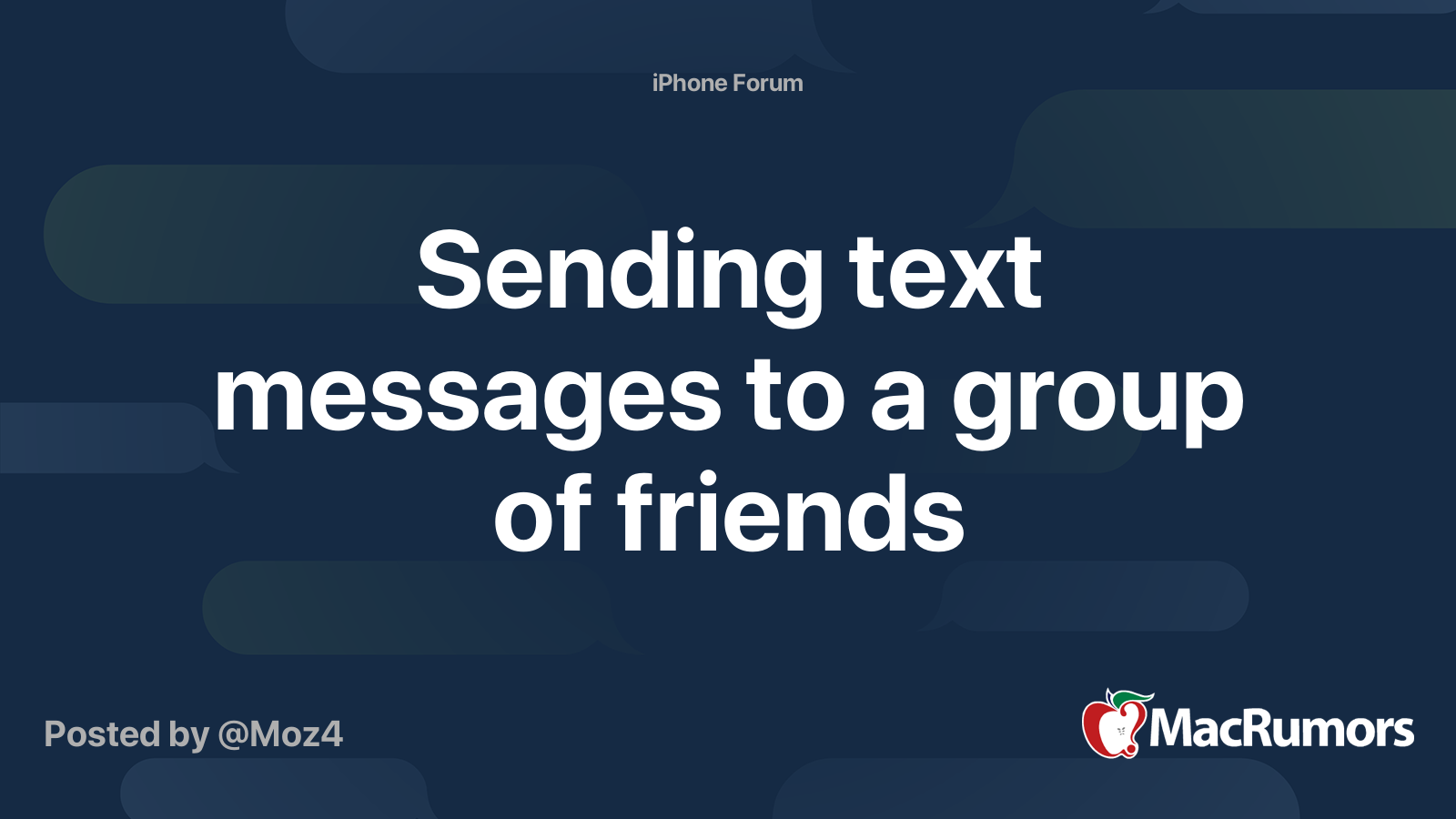 Sending text messages to a group of friends | MacRumors Forums