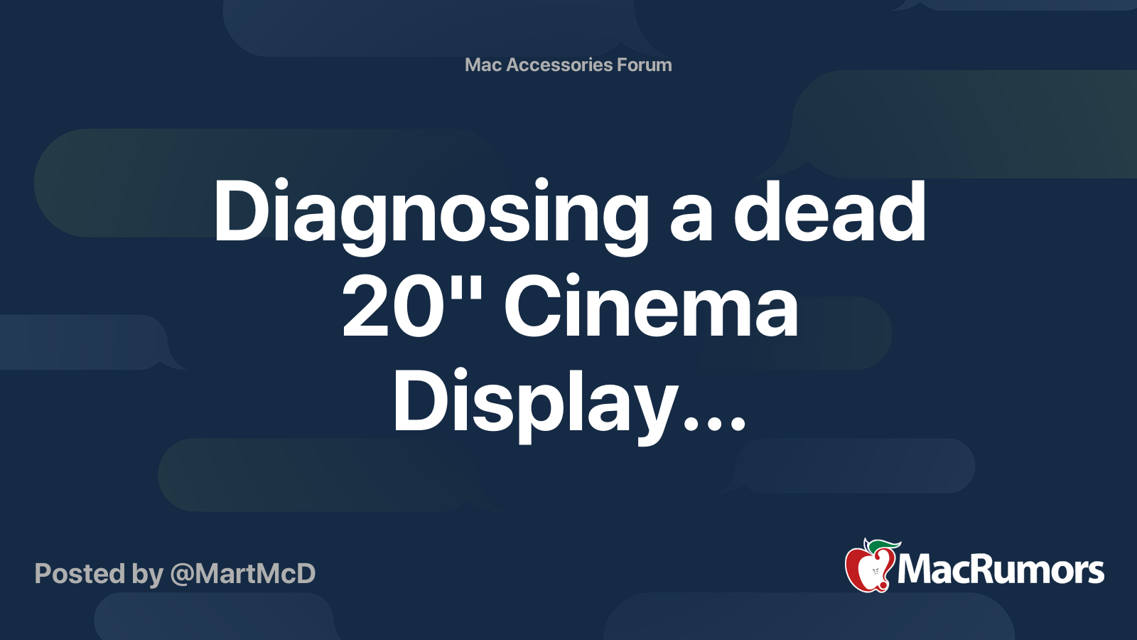 Diagnosing a dead 20" Cinema Display... | MacRumors Forums