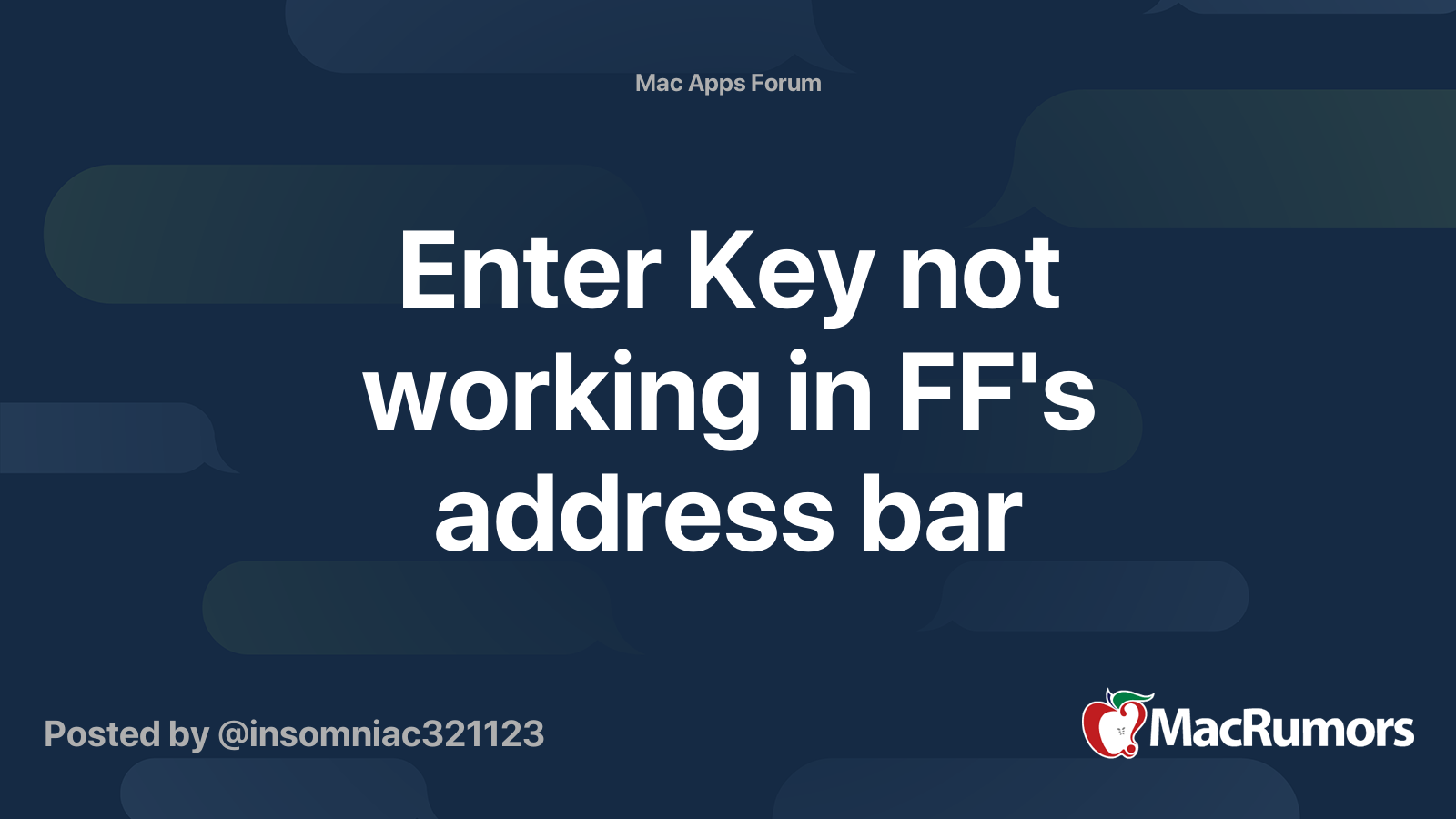 Enter Key not working in FF's address bar | MacRumors Forums