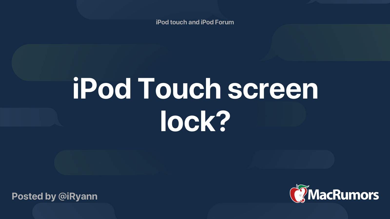 iPod Touch screen lock? | MacRumors Forums