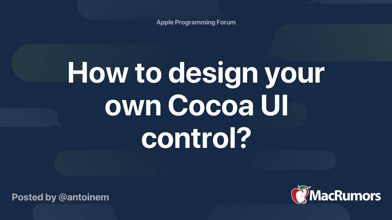 How To Design Your Own Cocoa Ui Control Macrumors Forums