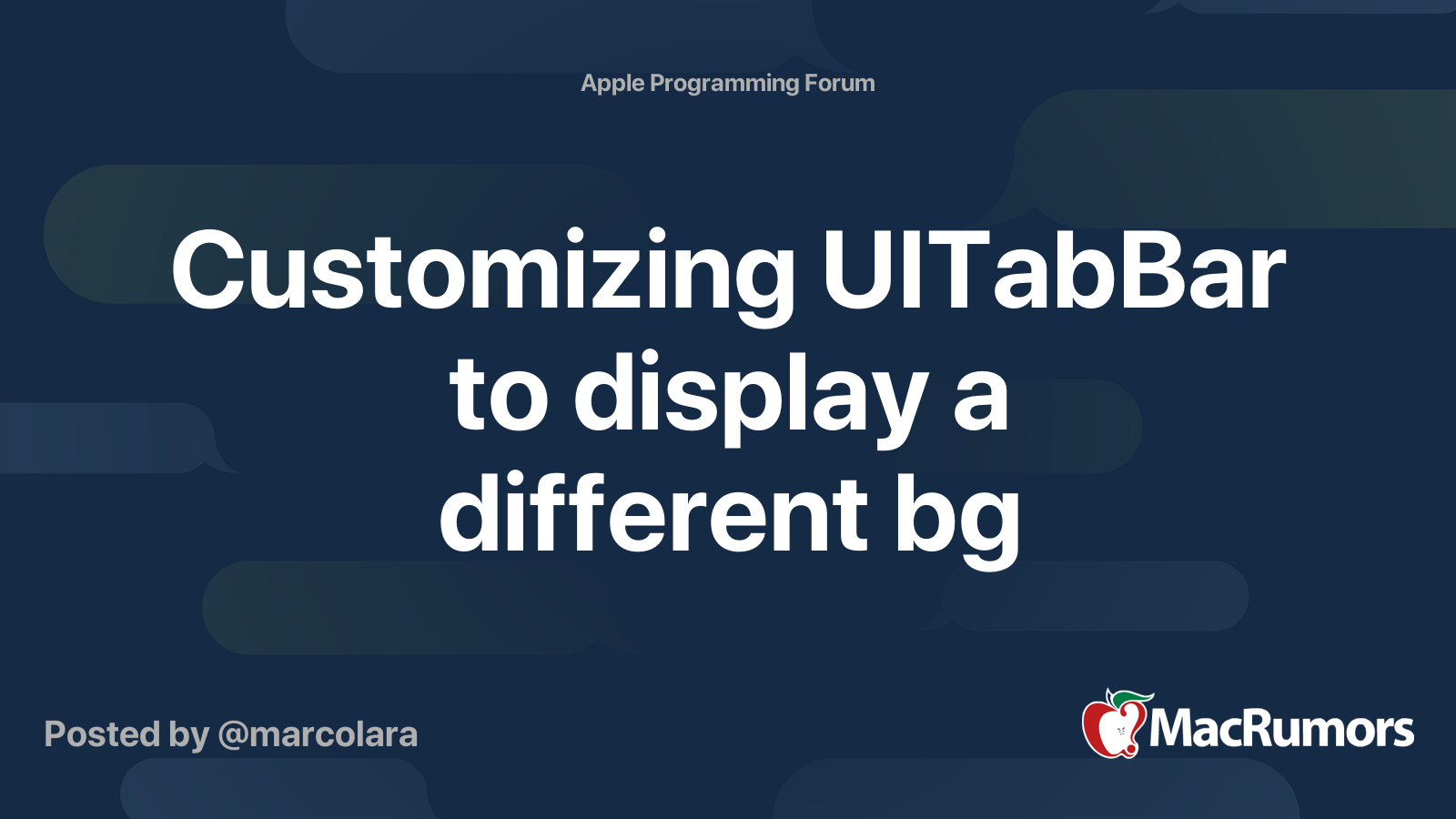 Customizing UITabBar to display a different bg | MacRumors Forums