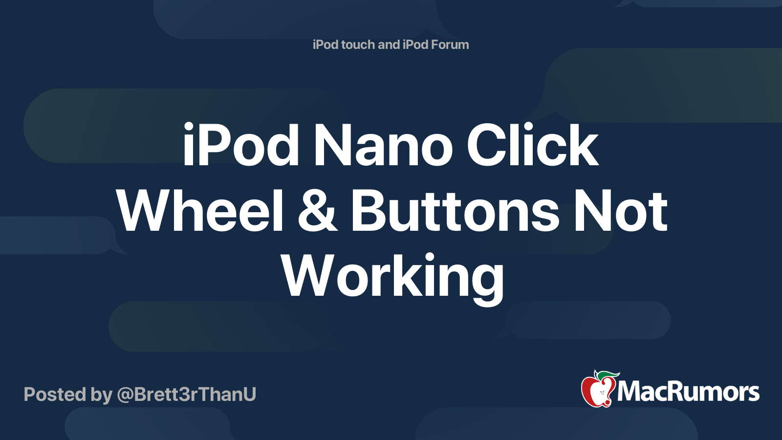 iPod Nano Click Wheel & Buttons Not Working | MacRumors Forums