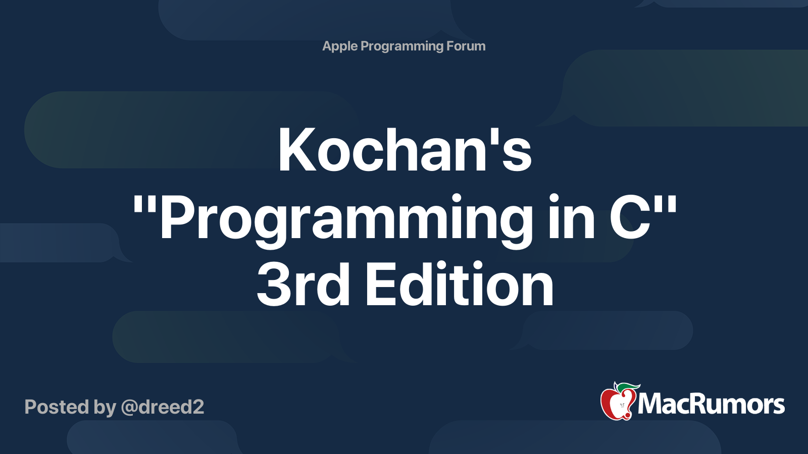 Kochan's "Programming in C" 3rd Edition | MacRumors Forums