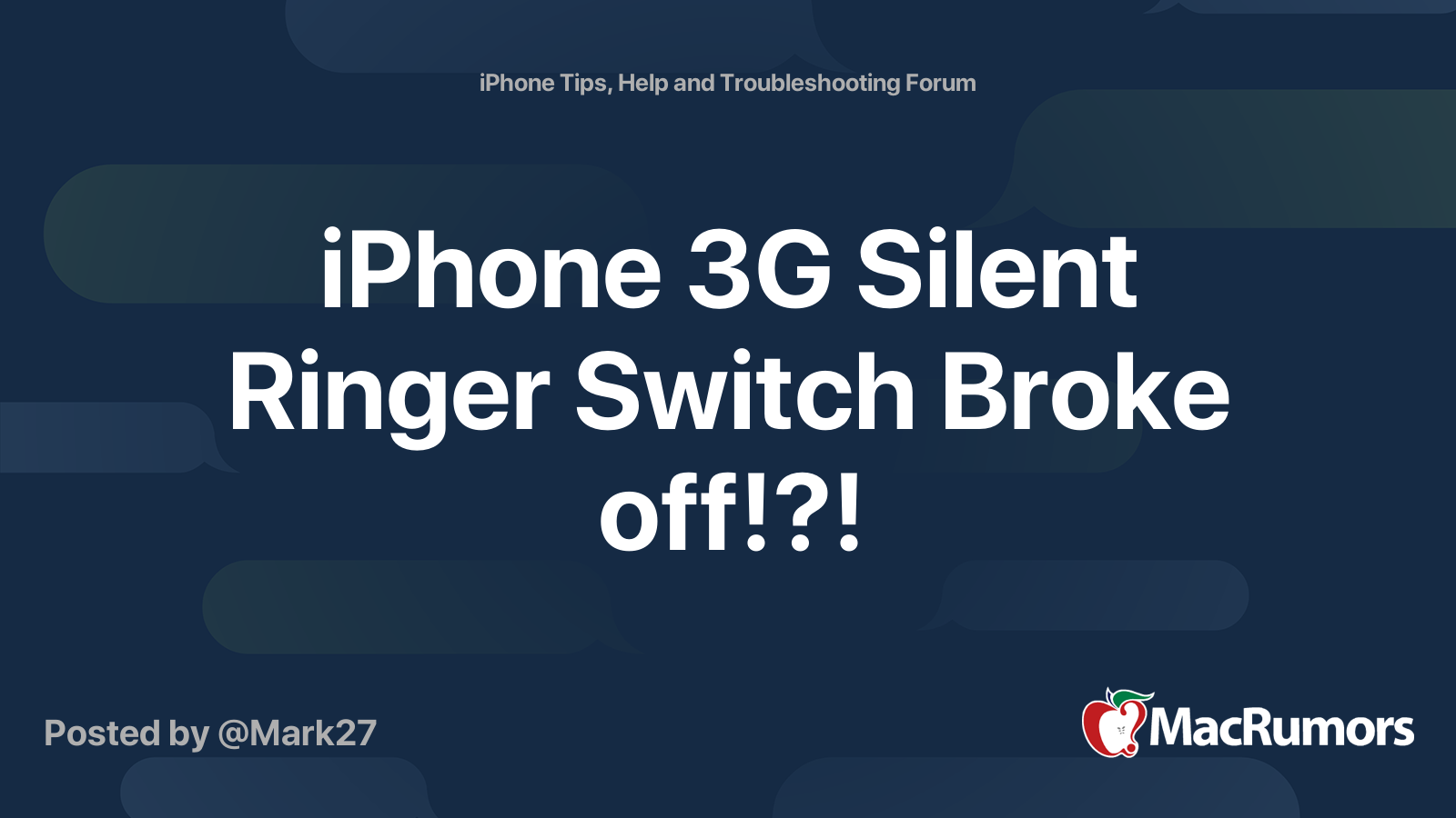 iPhone 3G Silent Ringer Switch Broke off!?! | MacRumors Forums