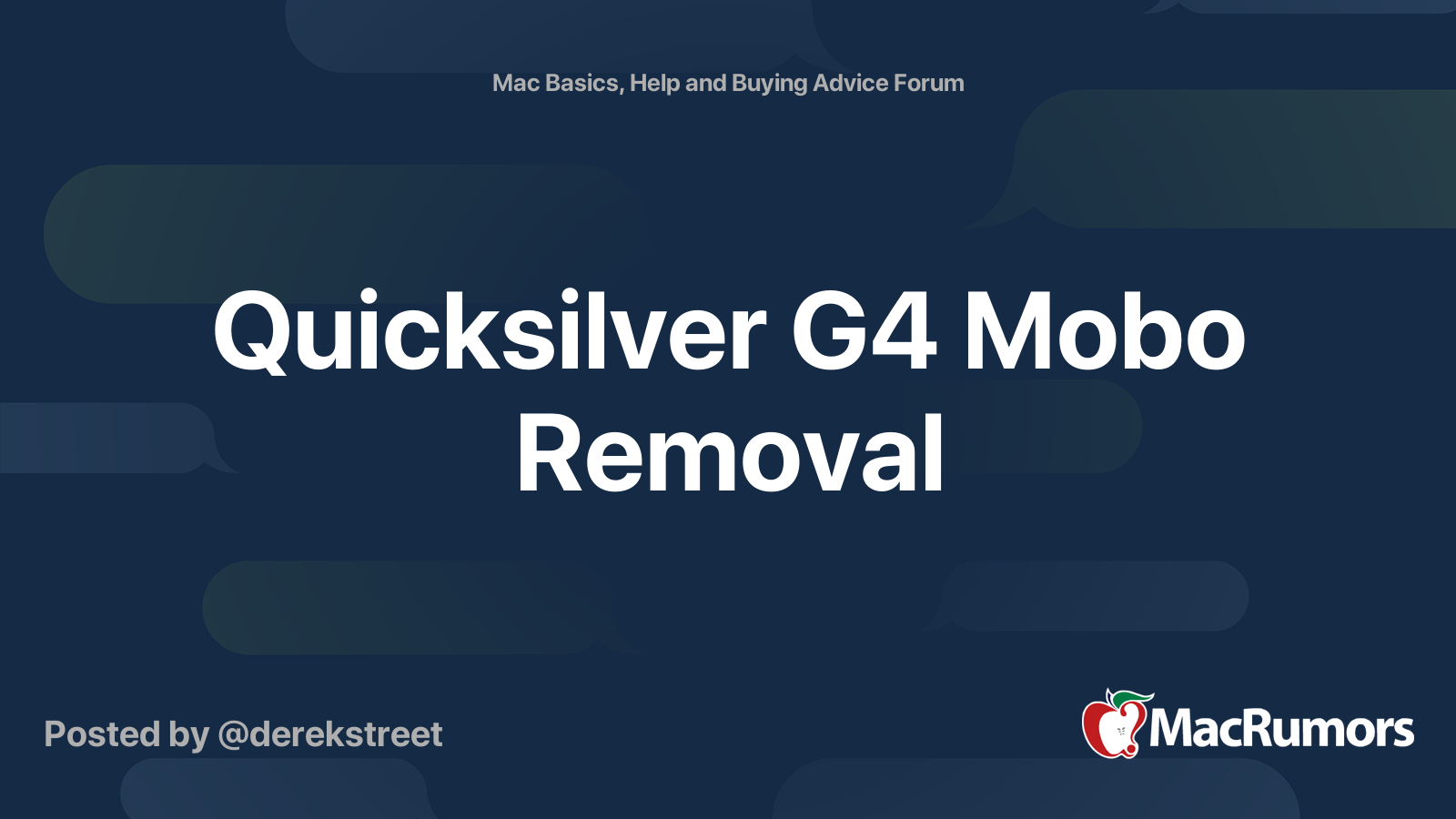 Quicksilver G4 Mobo Removal | MacRumors Forums