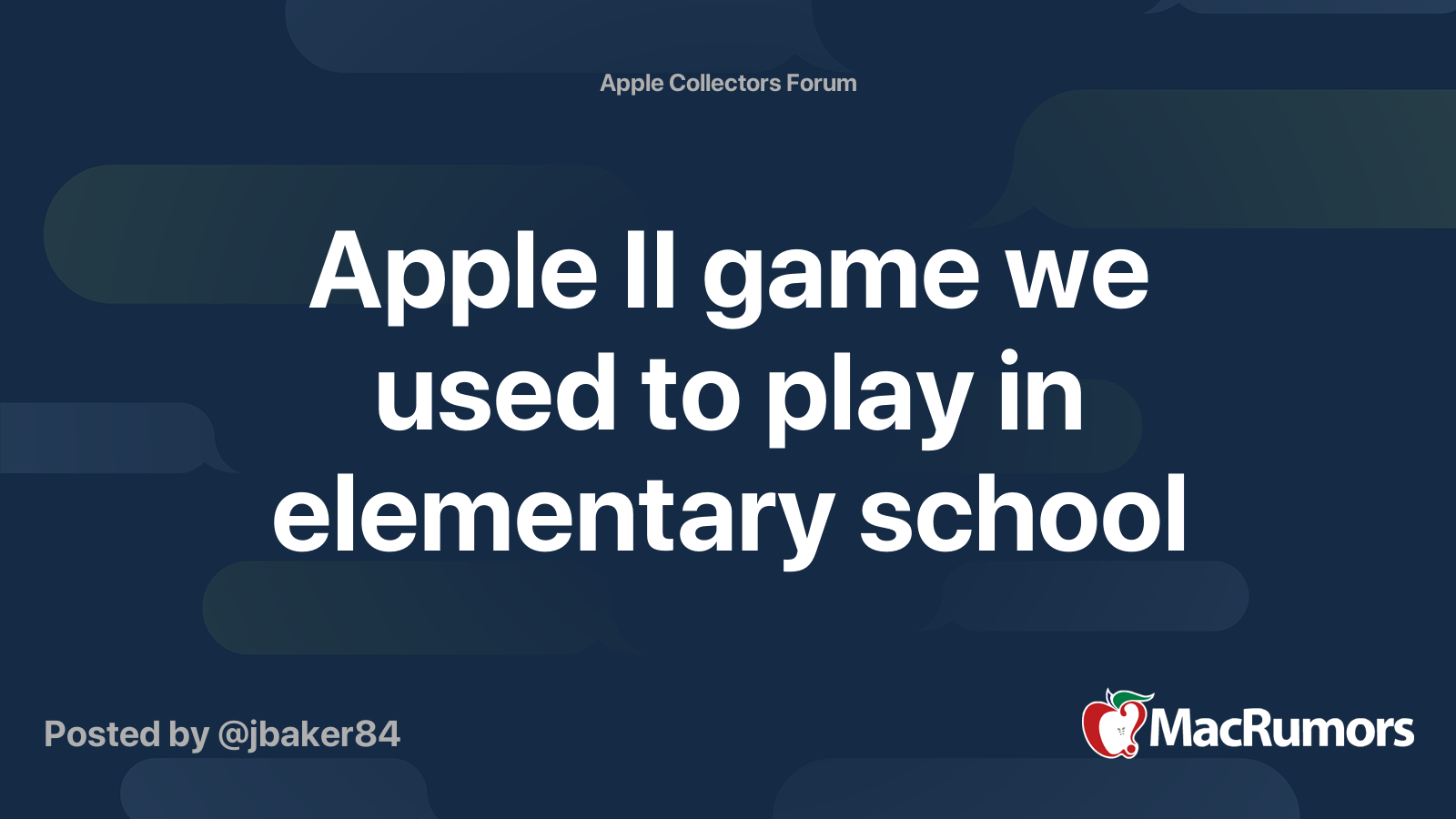 Apple II game we used to play in elementary school | MacRumors Forums