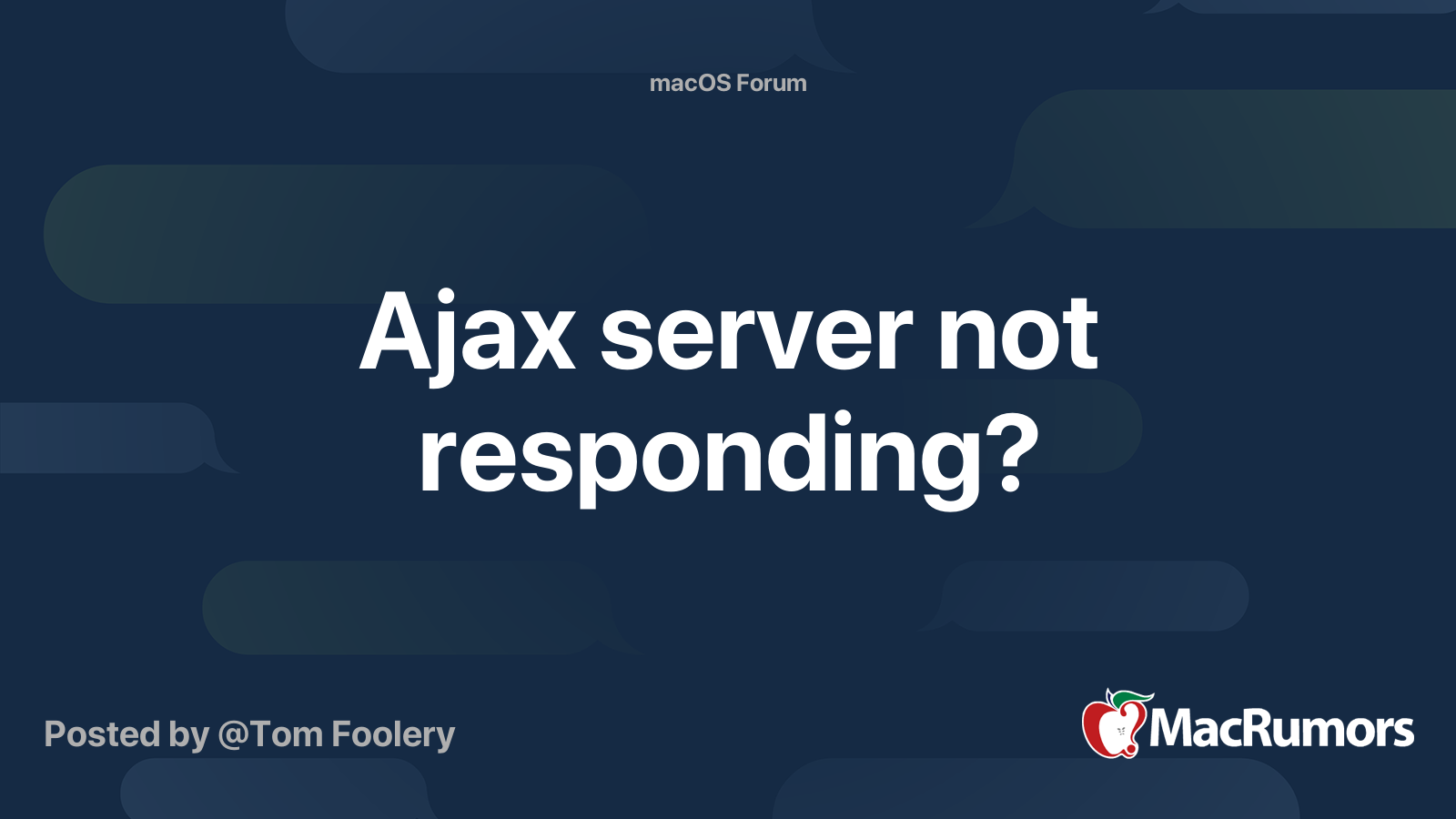 Ajax server not responding? | MacRumors Forums