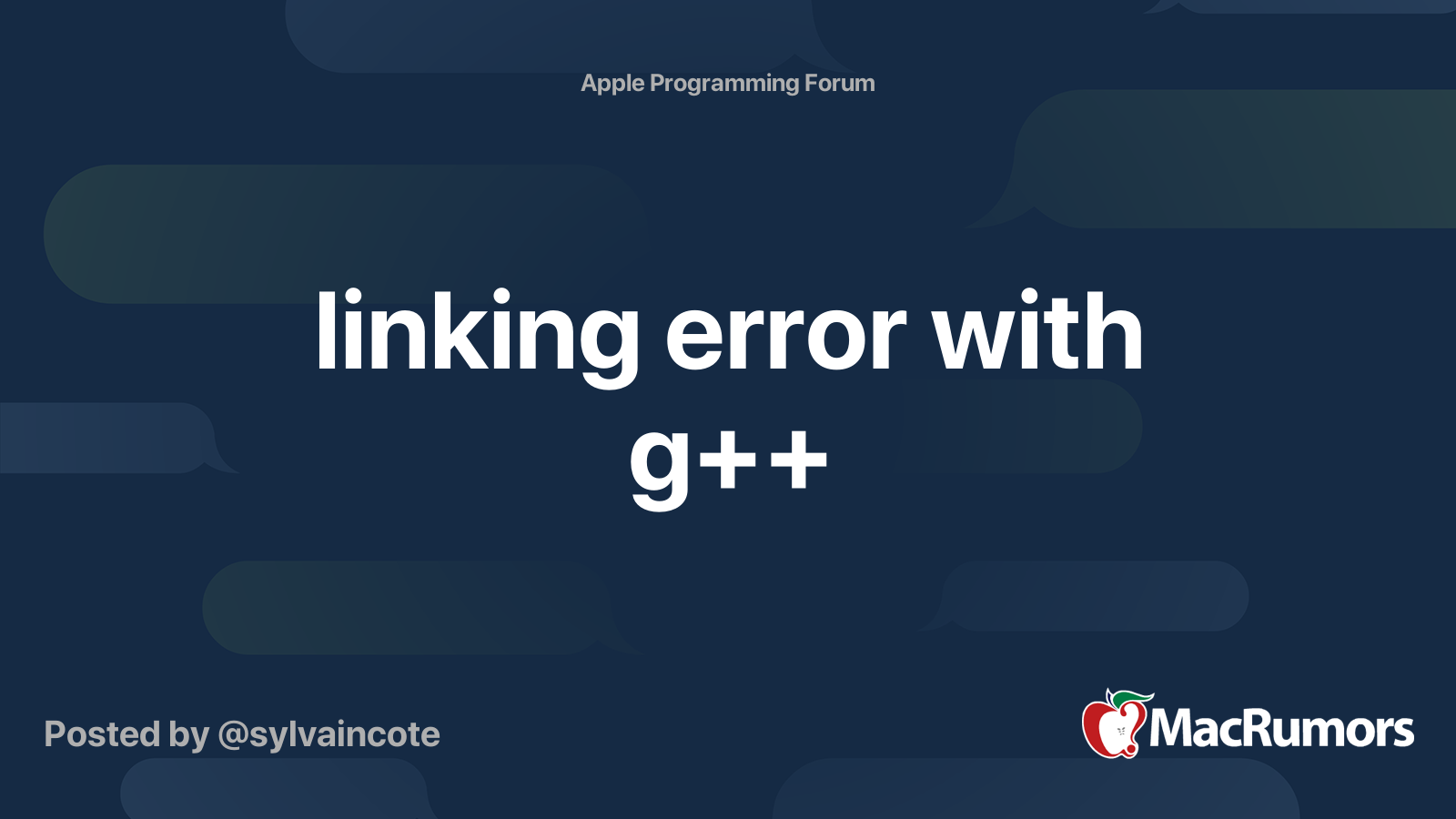 Linking Error With G Macrumors Forums 5424