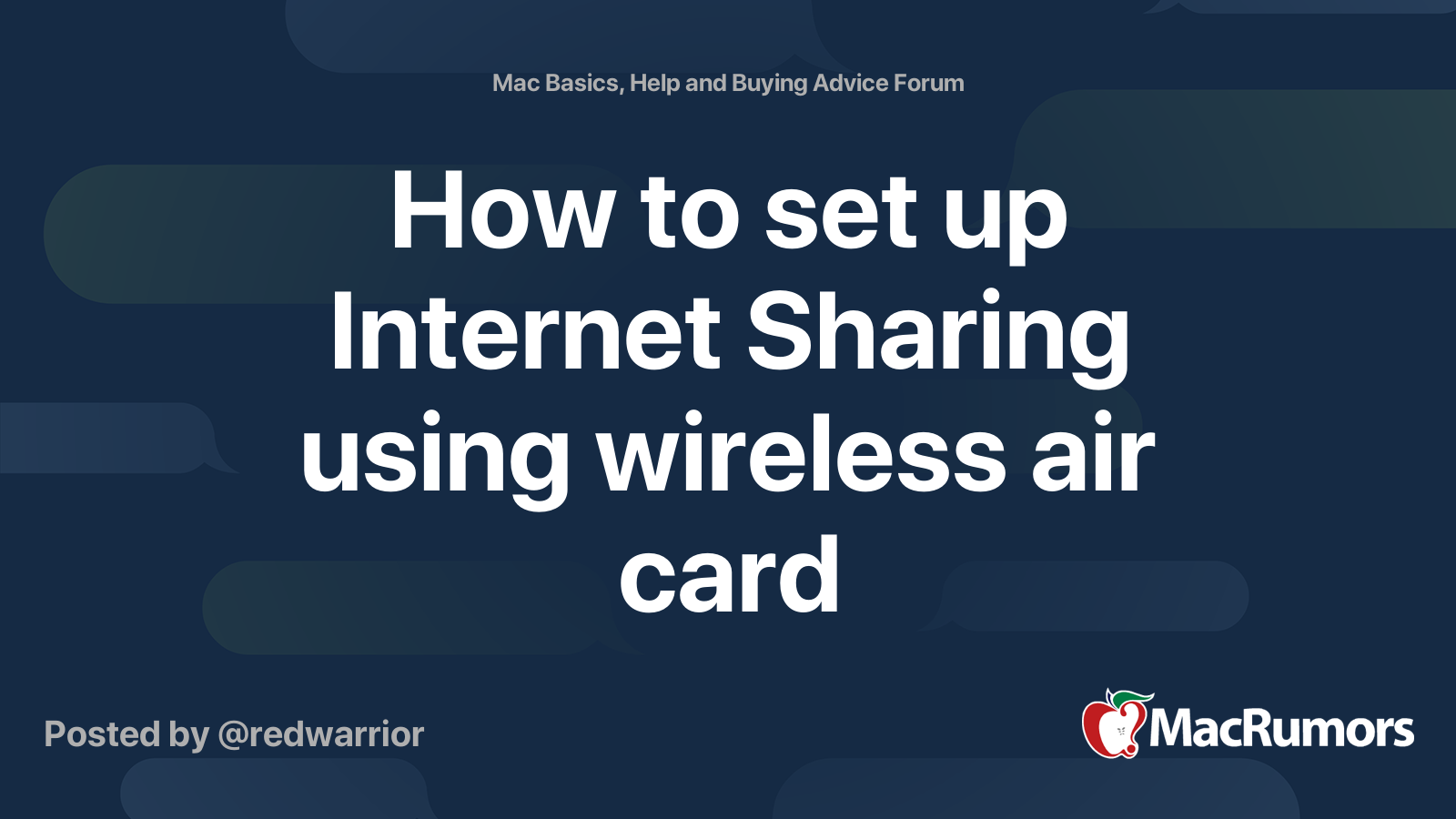 How to set up Internet Sharing using wireless air card | MacRumors Forums