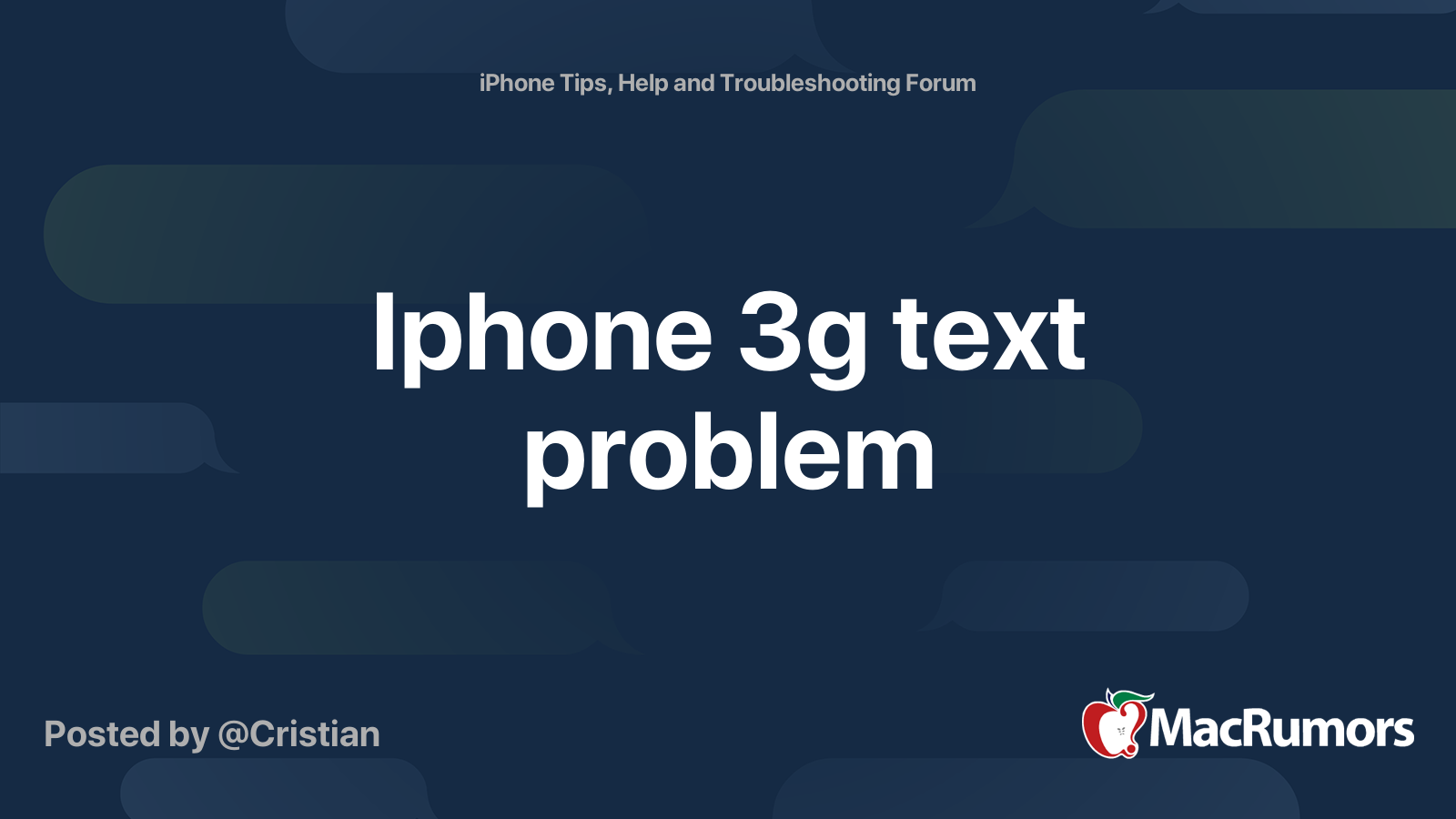 Iphone 3g text problem | MacRumors Forums