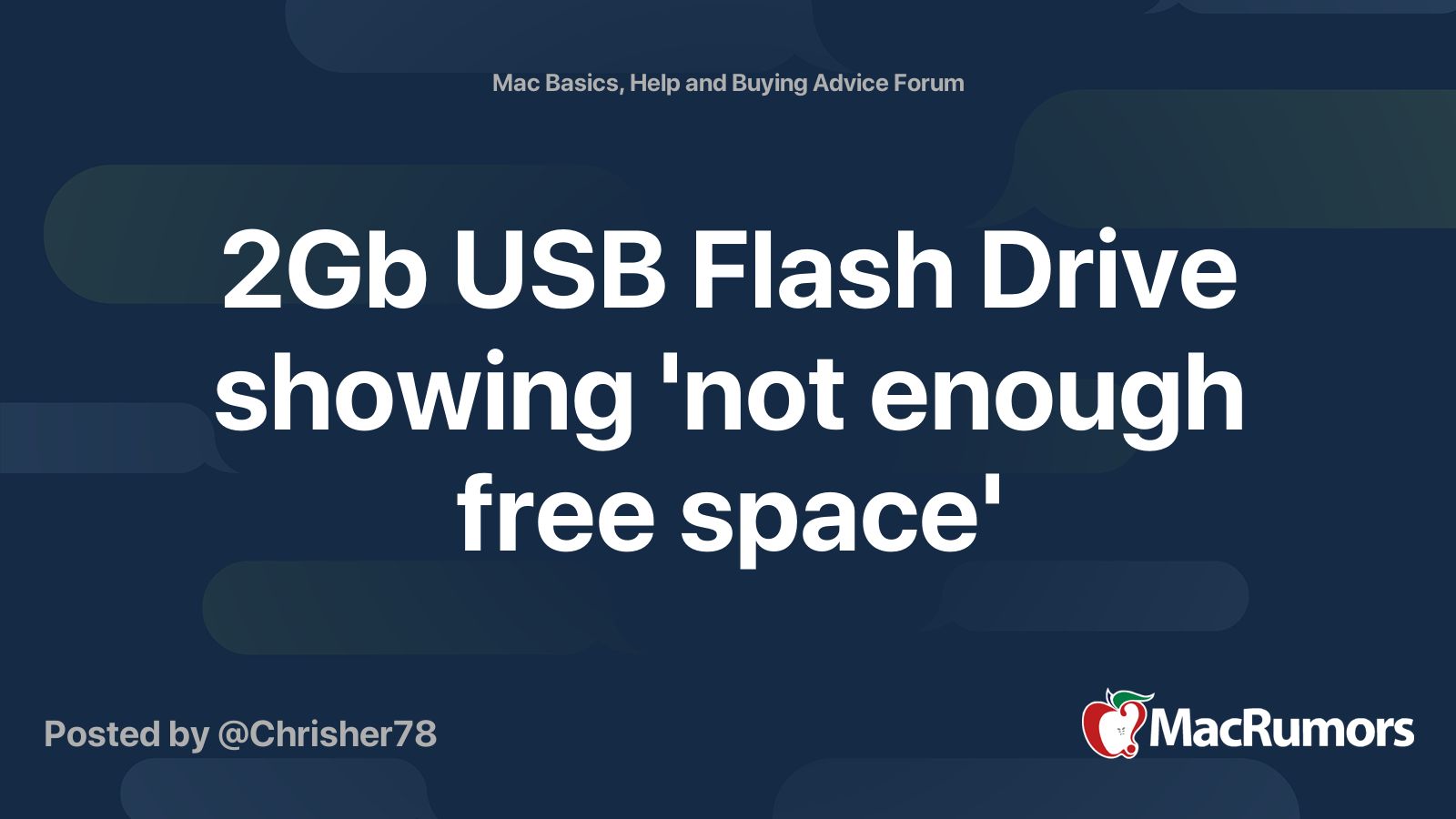 2Gb USB Flash Drive showing 'not enough free space' | MacRumors Forums