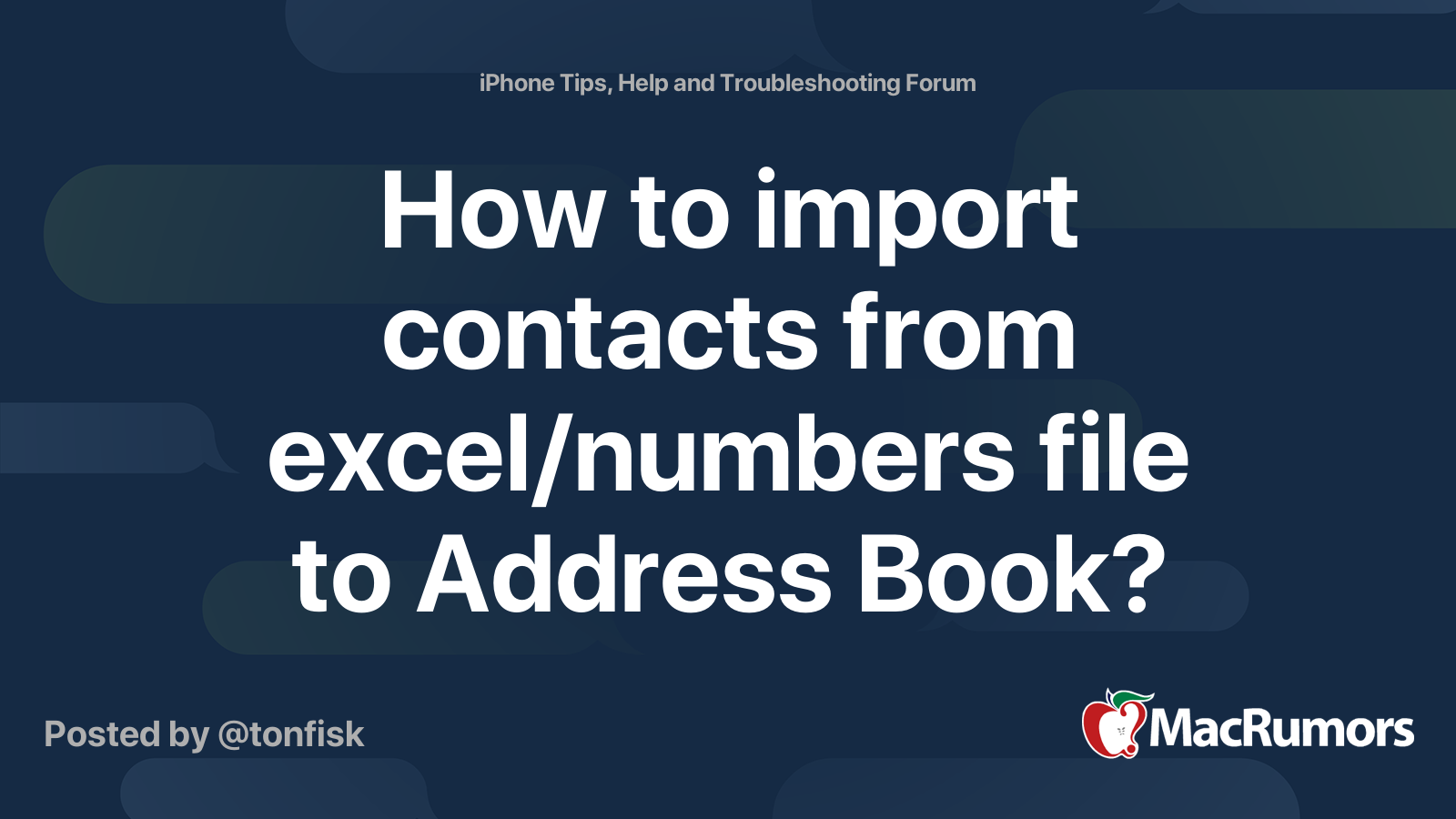 How to import contacts from excel/numbers file to Address Book? | MacRumors Forums