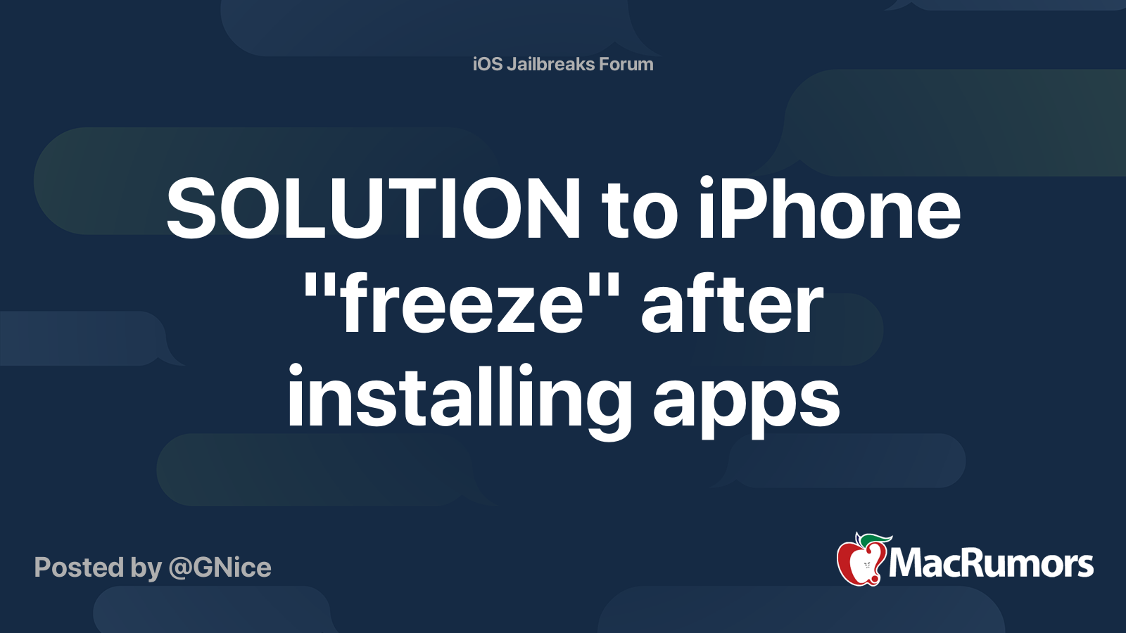 SOLUTION to iPhone "freeze" after installing apps | MacRumors Forums