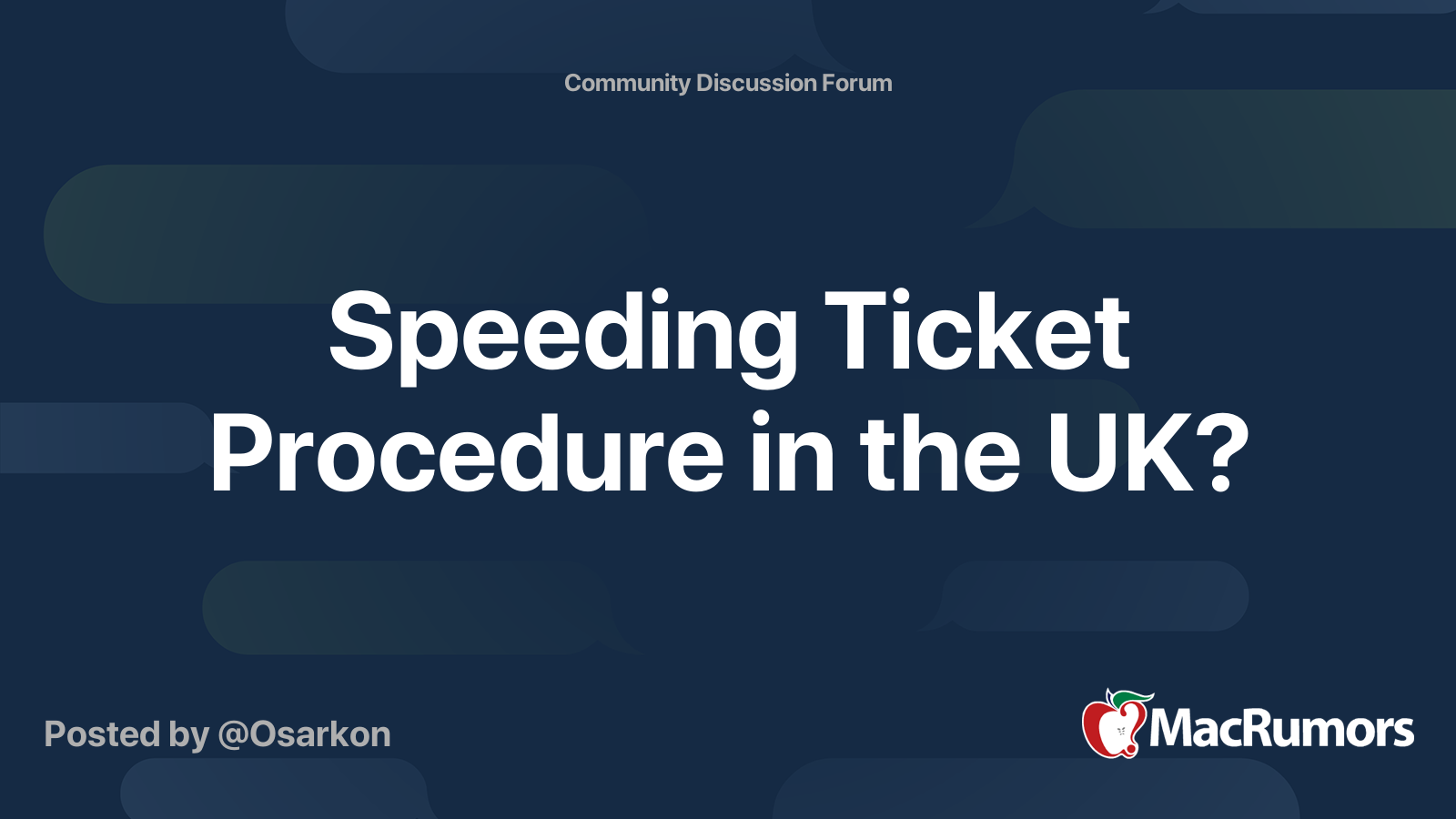 Speeding Ticket Procedure in the UK? | MacRumors Forums