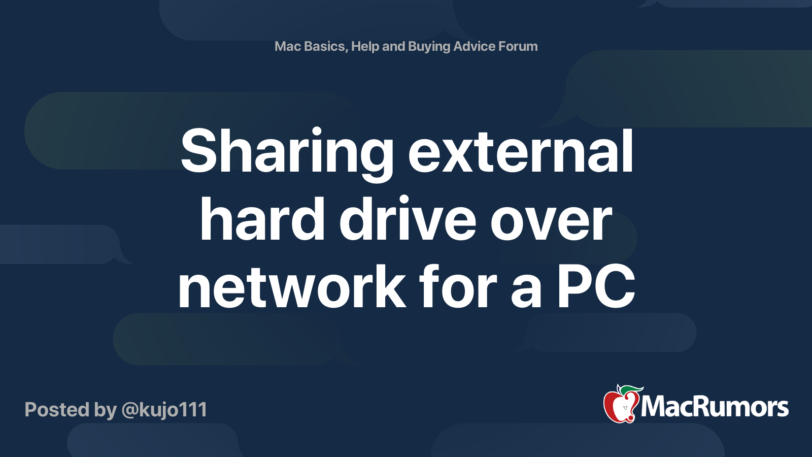 Sharing external hard drive over network for a PC | MacRumors Forums