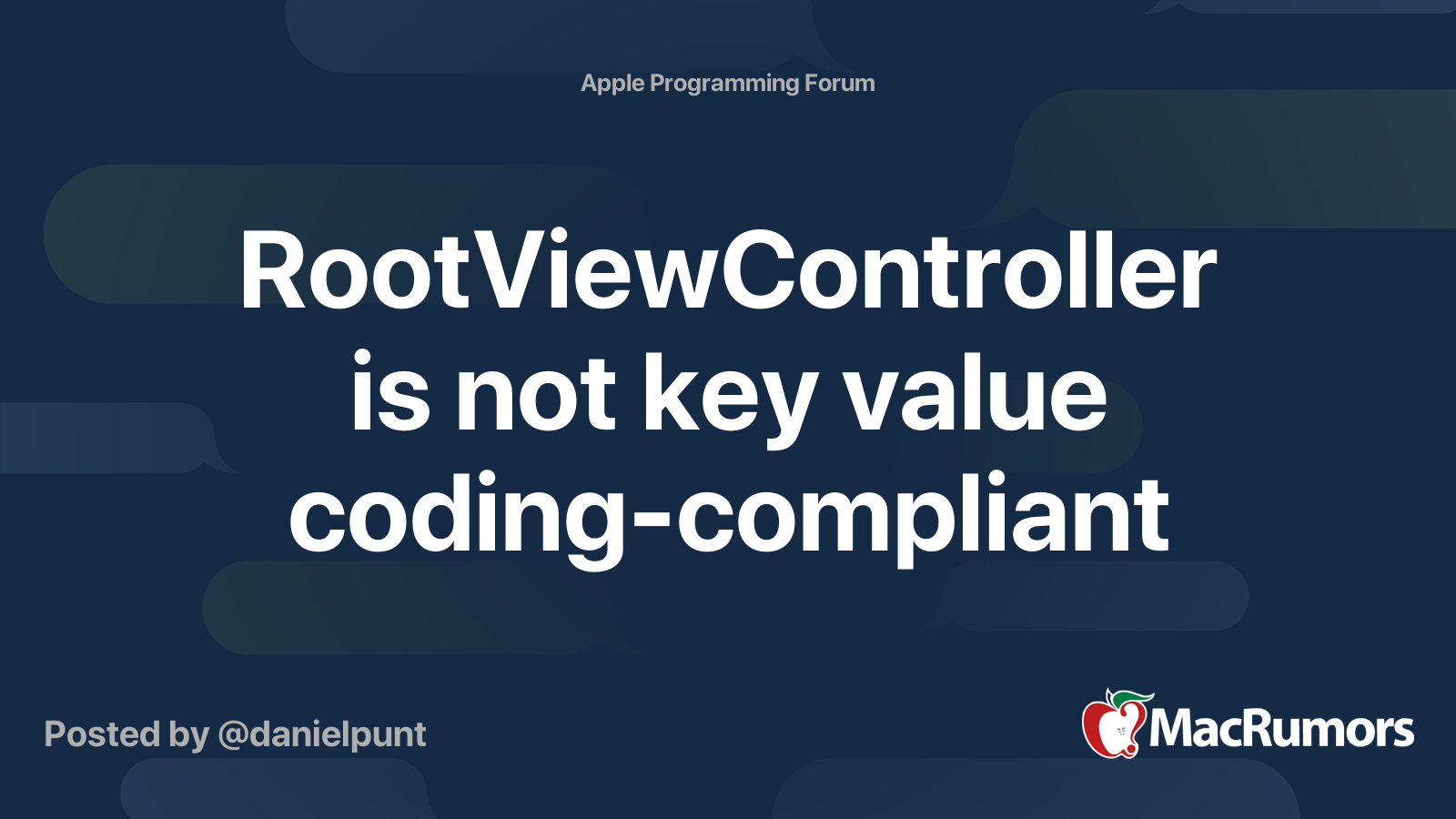RootViewController is not key value coding-compliant | MacRumors Forums