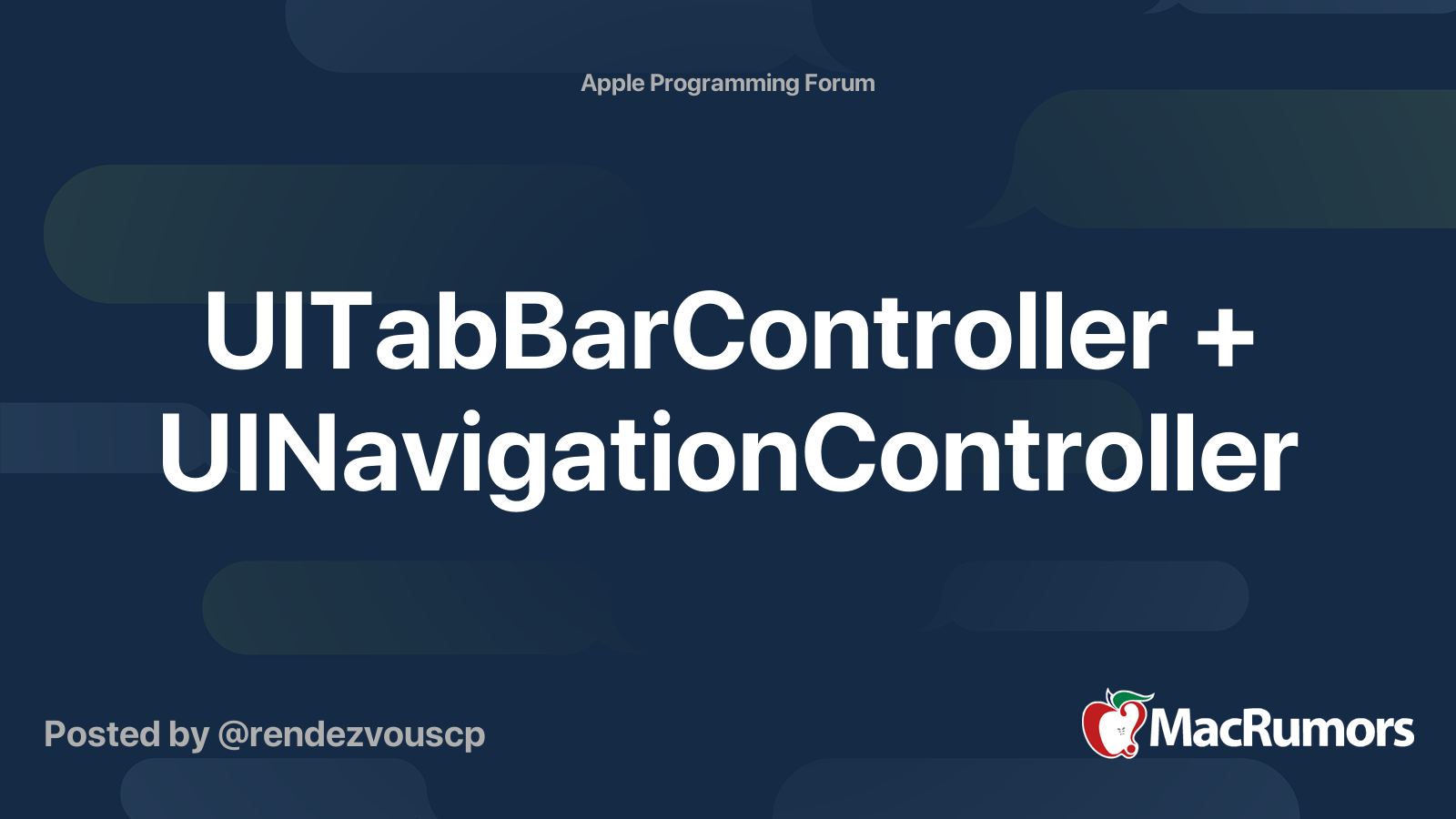 UITabBarController + UINavigationController | MacRumors Forums