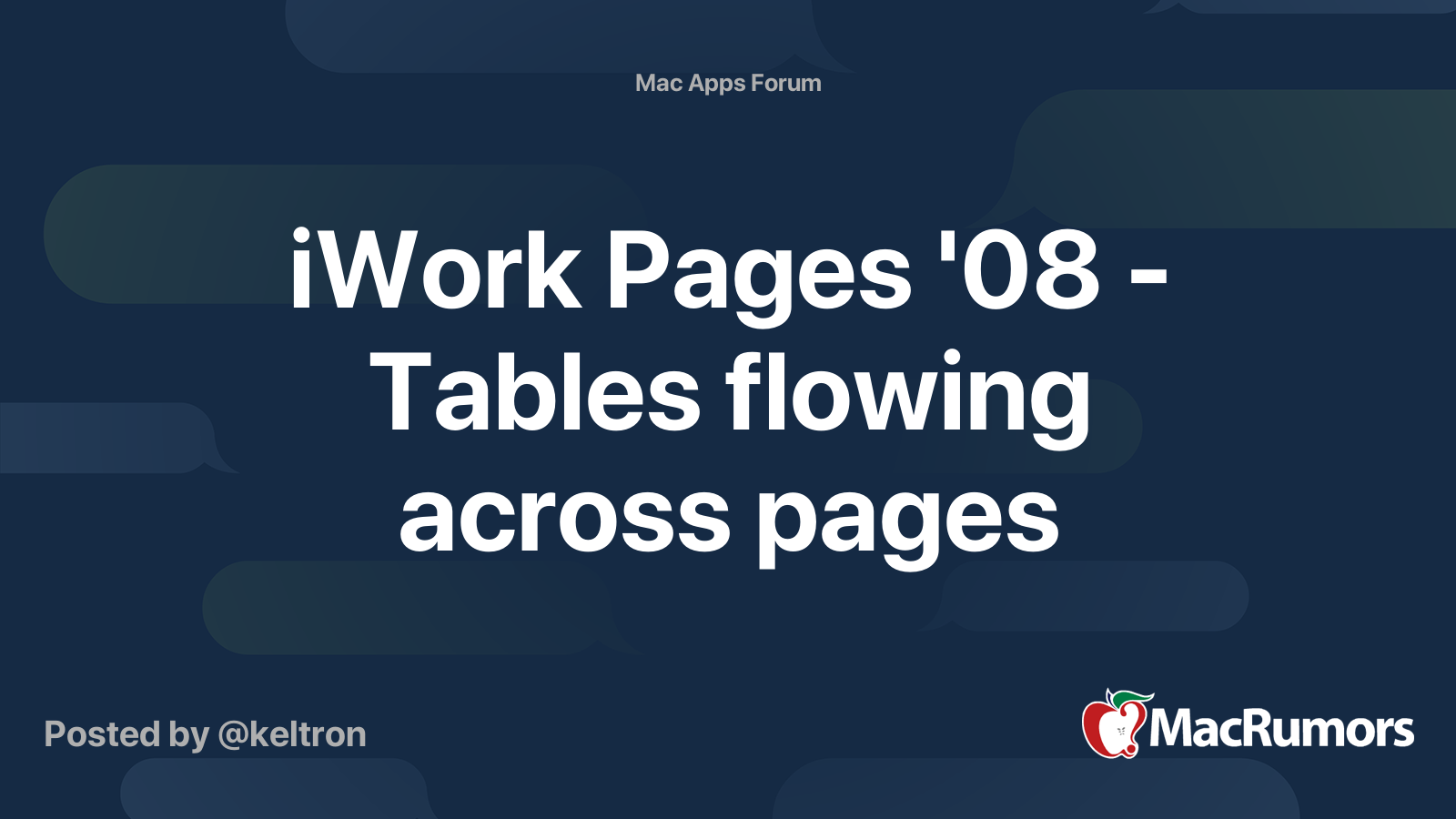 iWork Pages '08 - Tables flowing across pages | MacRumors Forums