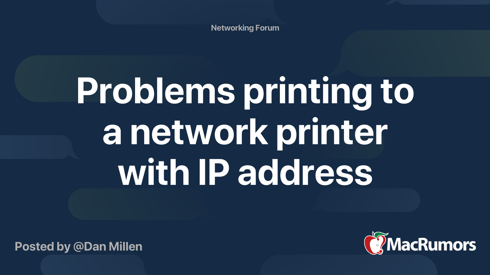 Problems printing to a network printer with IP address | MacRumors Forums