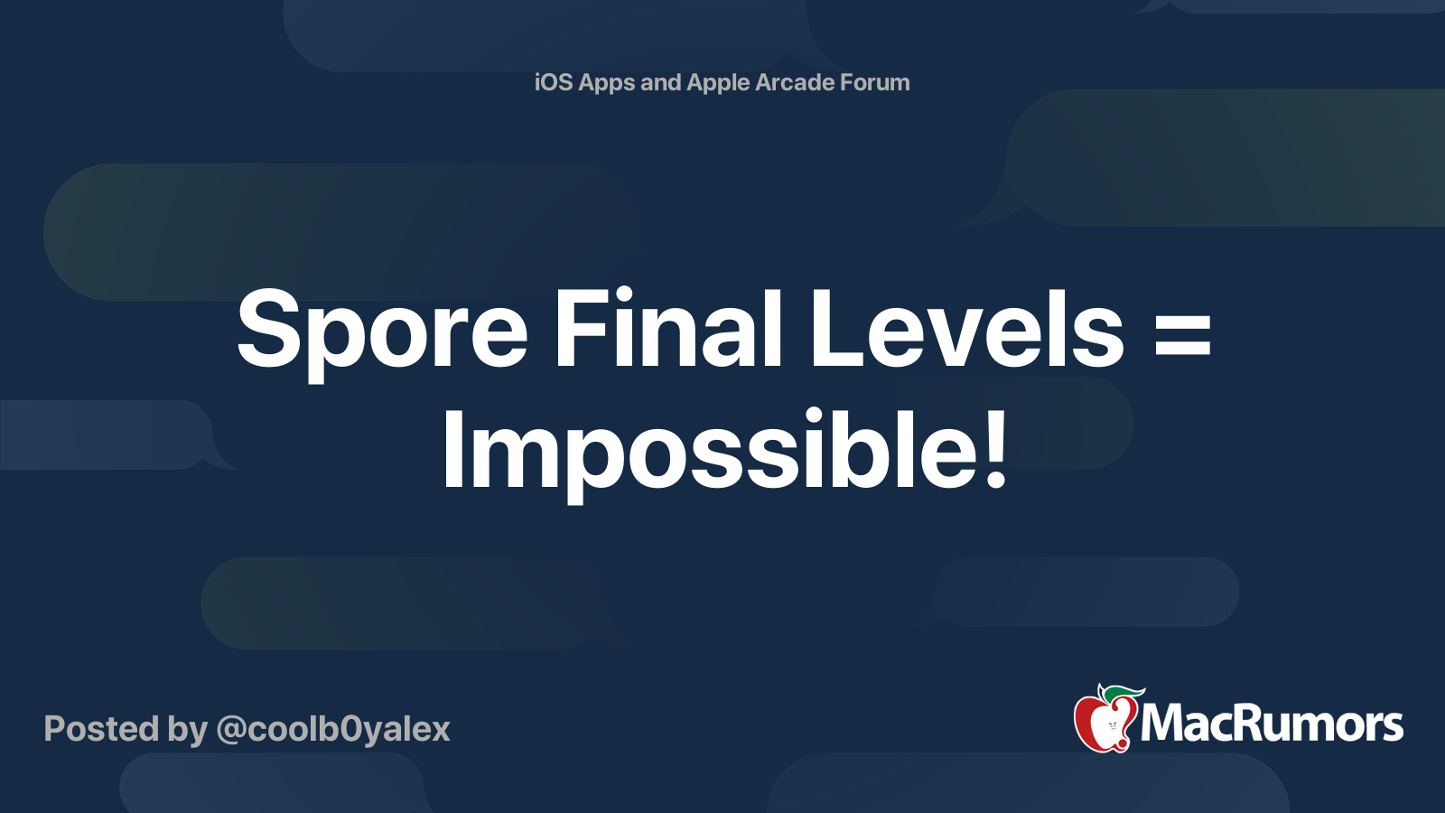 Spore Final Levels = Impossible! | MacRumors Forums