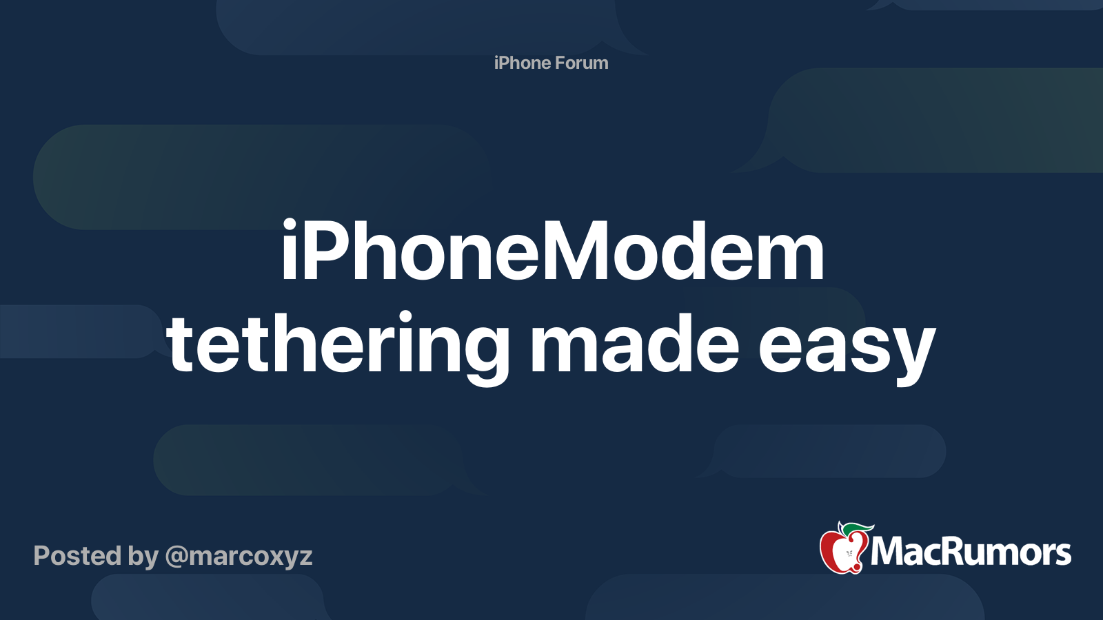 iPhoneModem tethering made easy | MacRumors Forums