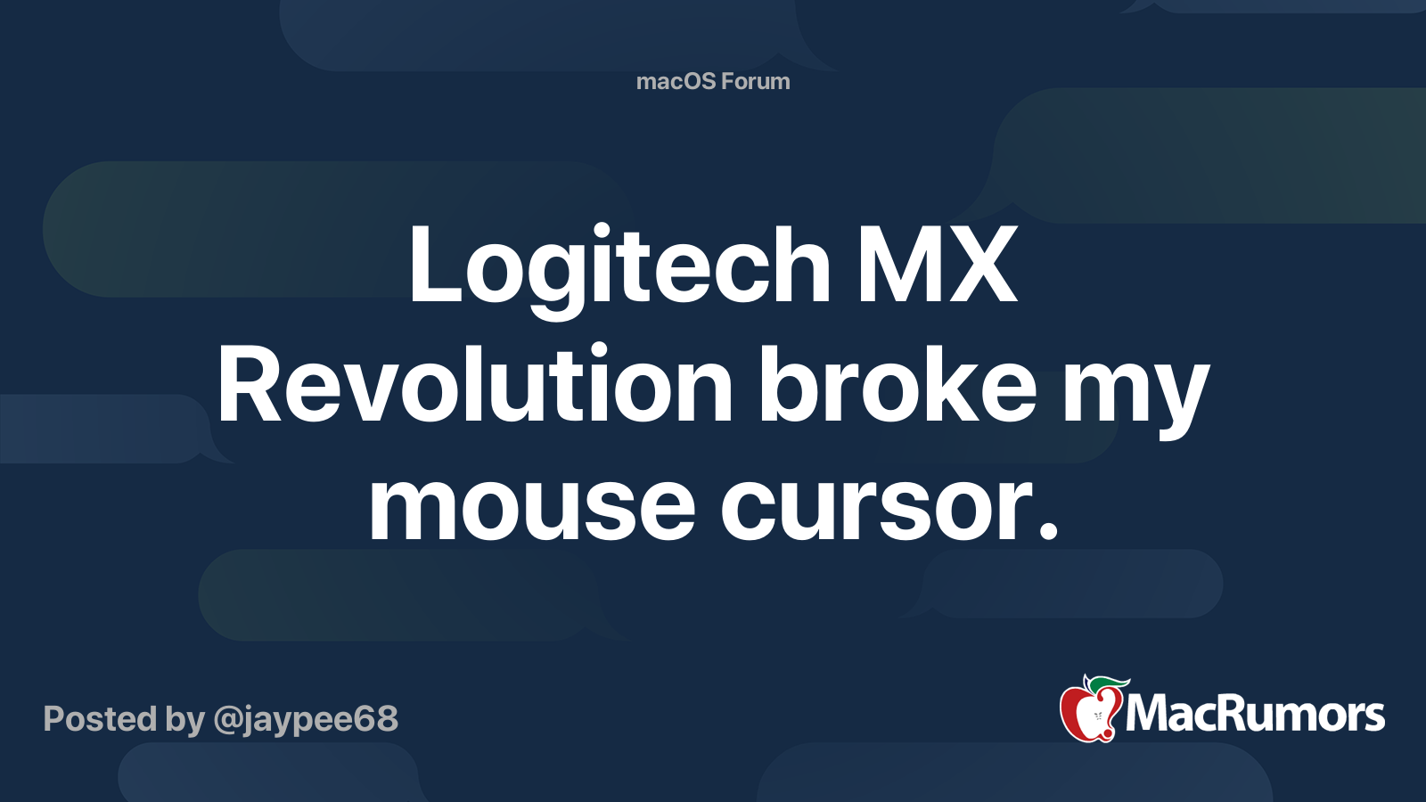 Logitech MX Revolution broke my mouse cursor. | MacRumors Forums