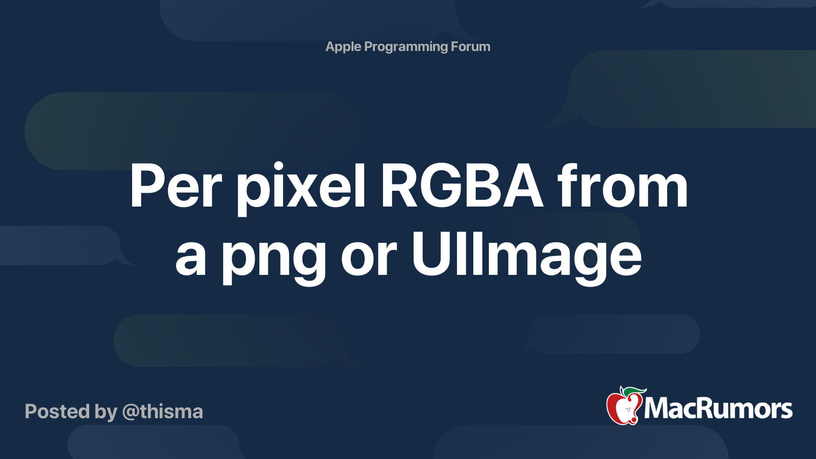 Per pixel RGBA from a png or UIImage | MacRumors Forums