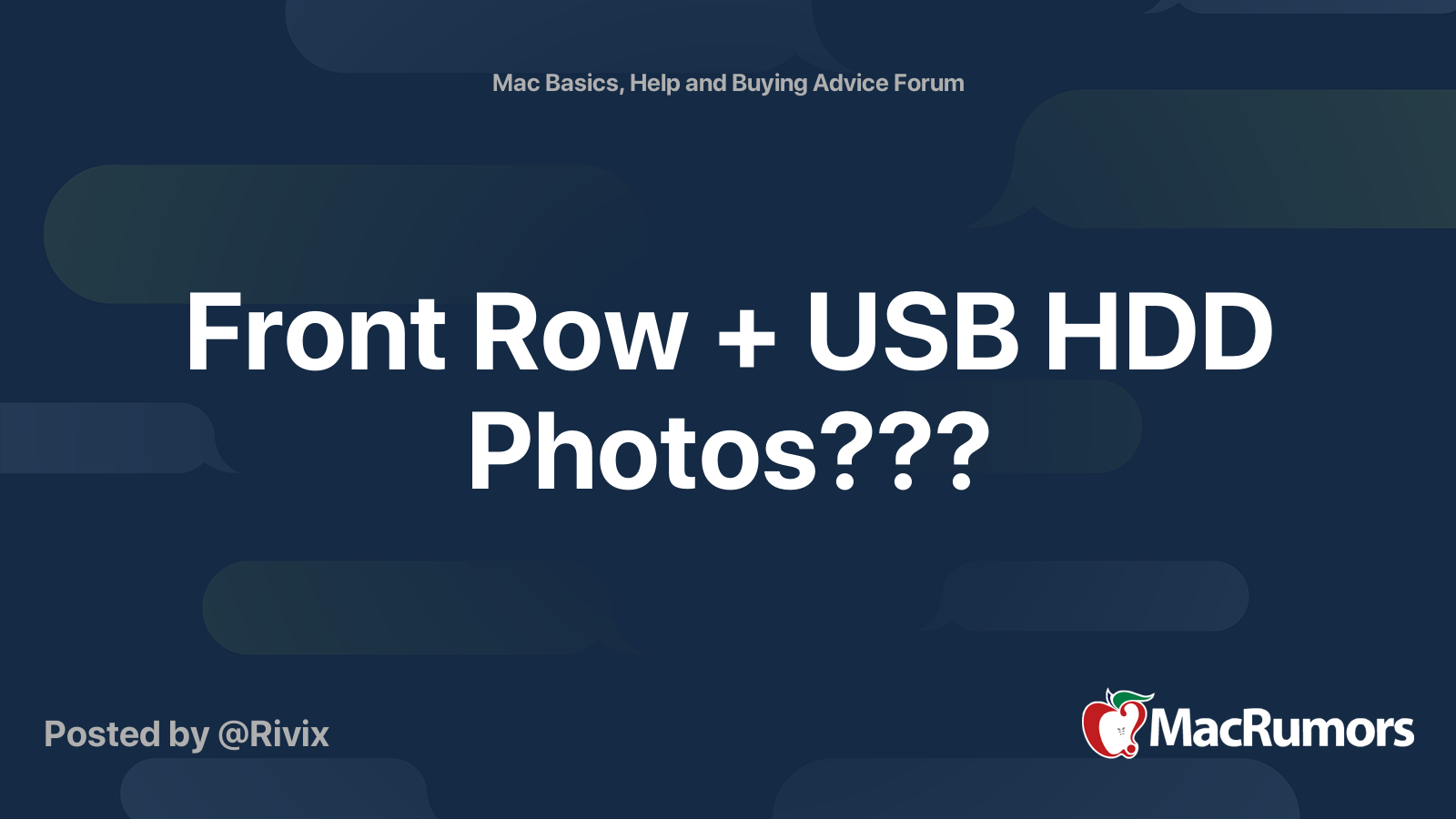 Front Row + USB HDD Photos??? | MacRumors Forums