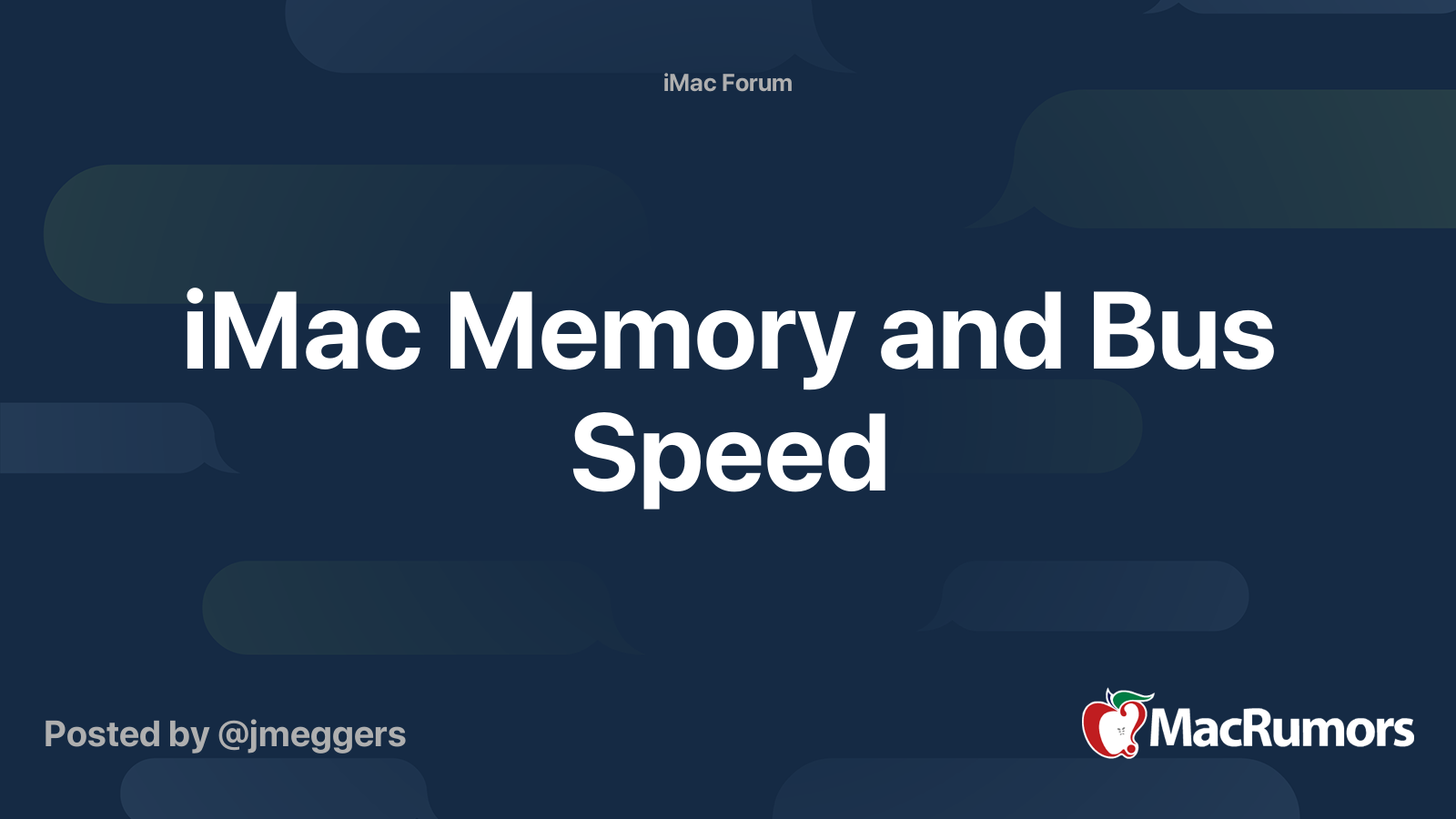 iMac Memory and Bus Speed | MacRumors Forums