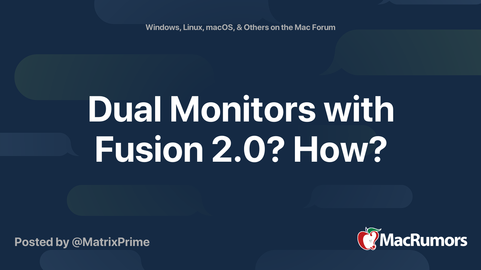 Dual Monitors with Fusion 2.0? How? | MacRumors Forums