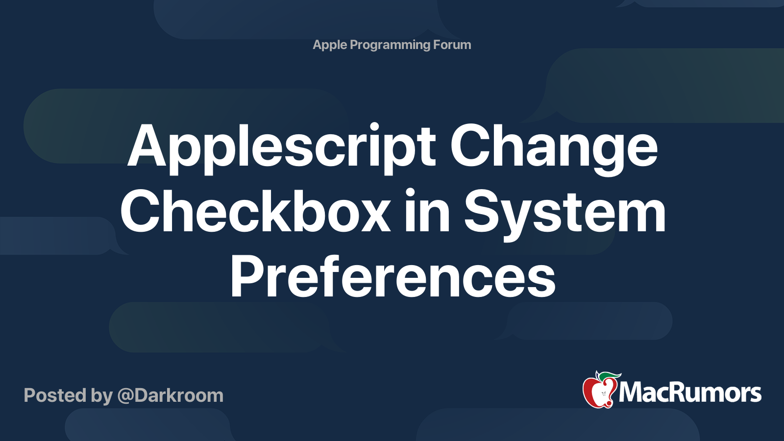 Applescript Change Checkbox in System Preferences | MacRumors Forums