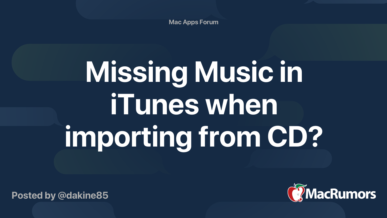 Missing Music in iTunes when importing from CD? | MacRumors Forums