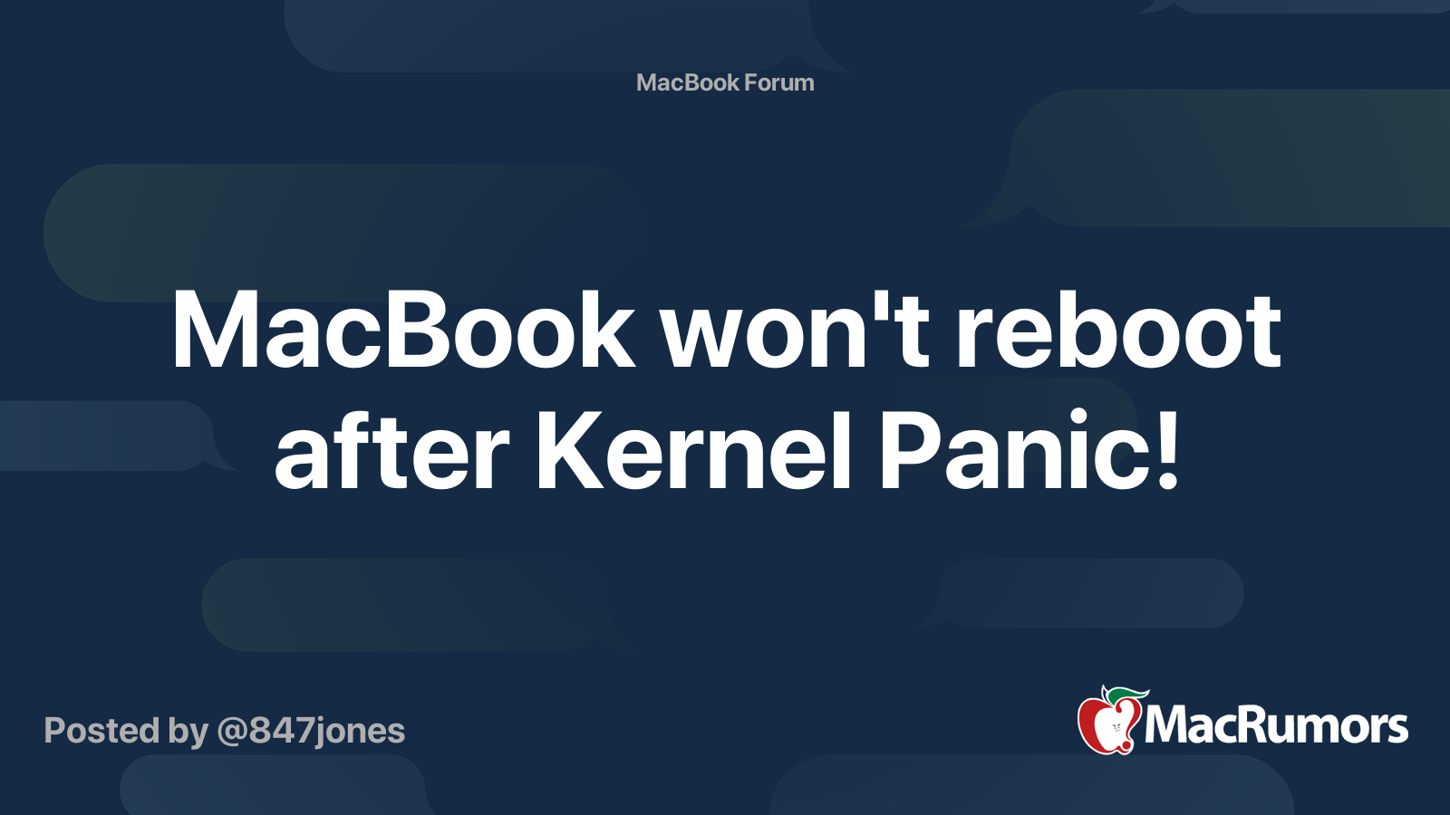 MacBook won't reboot after Kernel Panic! | MacRumors Forums