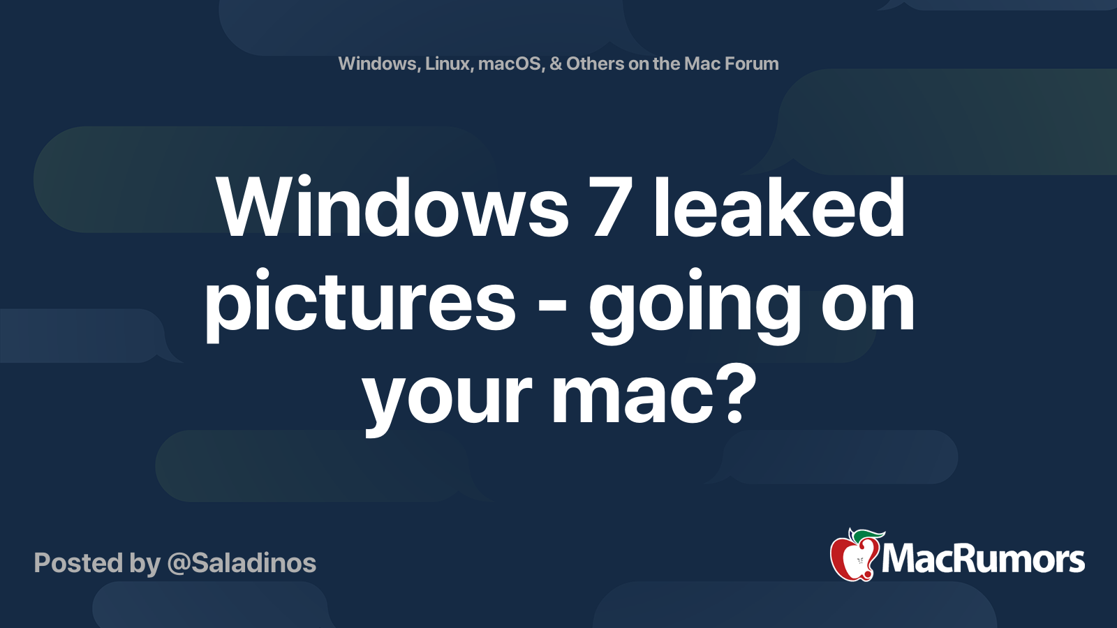 Windows 7 leaked pictures - going on your mac? | MacRumors Forums