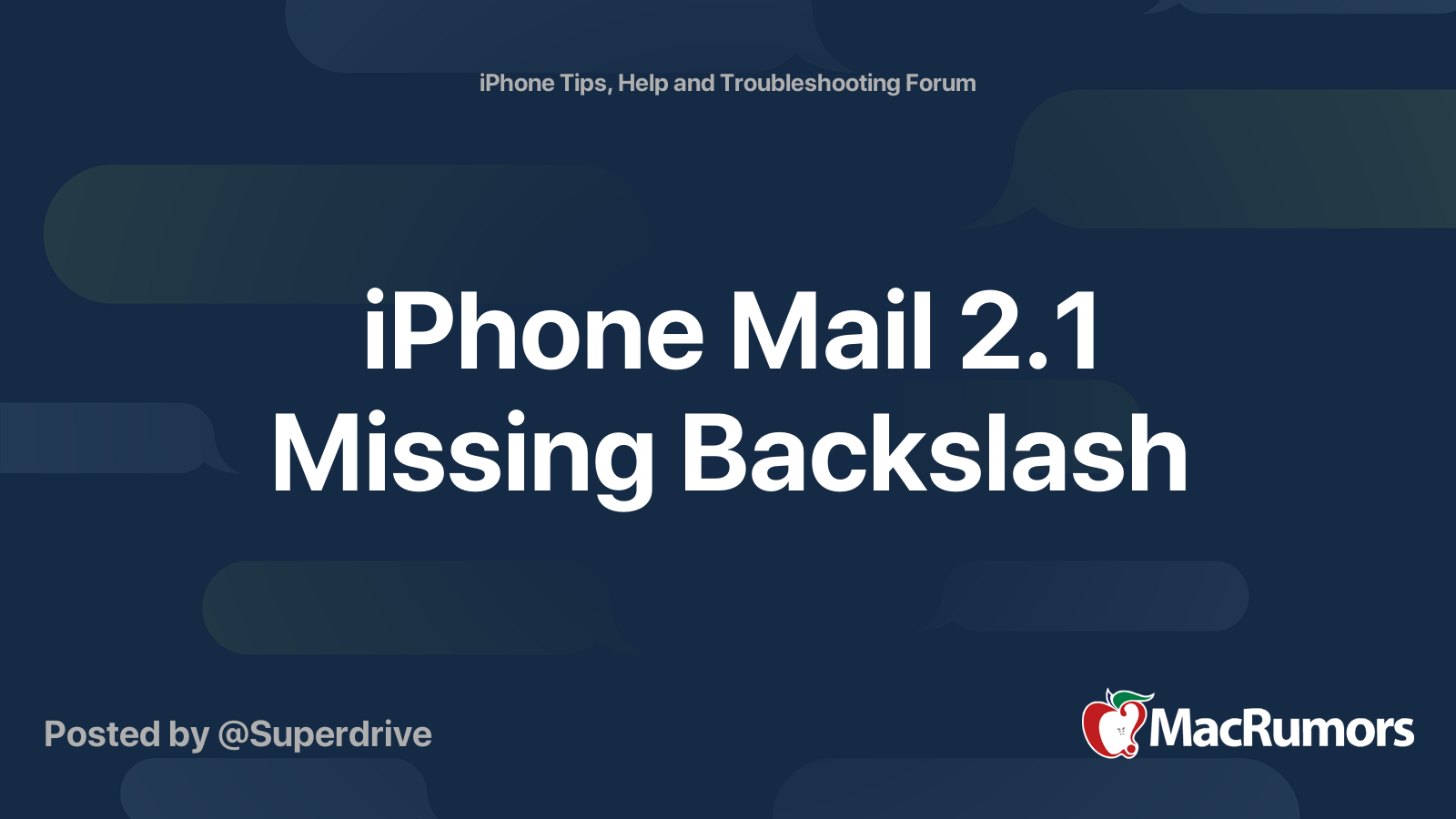 iPhone Mail 2.1 Missing Backslash | MacRumors Forums