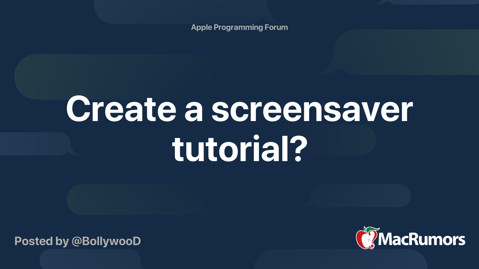 Create a screensaver tutorial? | MacRumors Forums