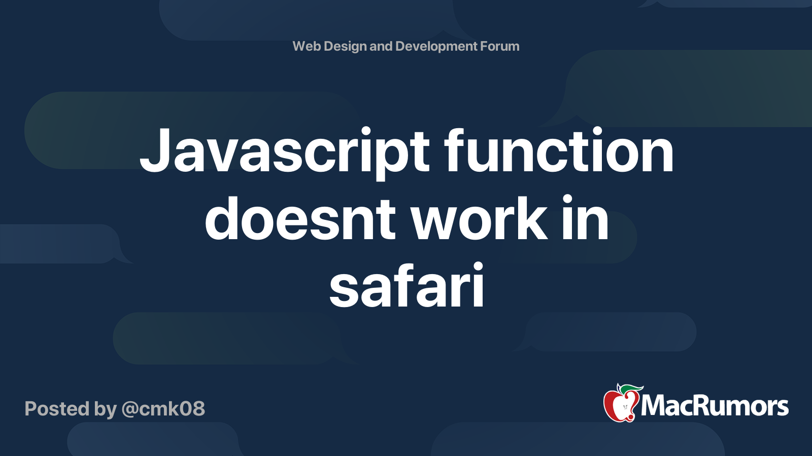 Javascript Function Doesnt Work In Safari Macrumors Forums